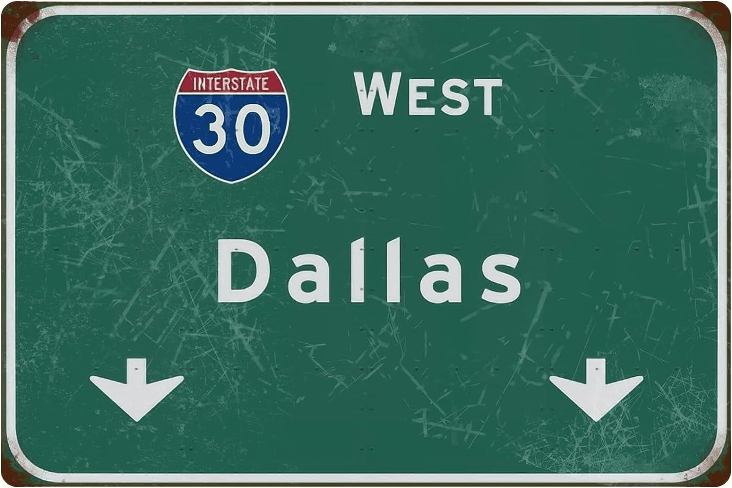 Dallas Sign Interstate 30 West Retro Metal Poster Highway Direction ...