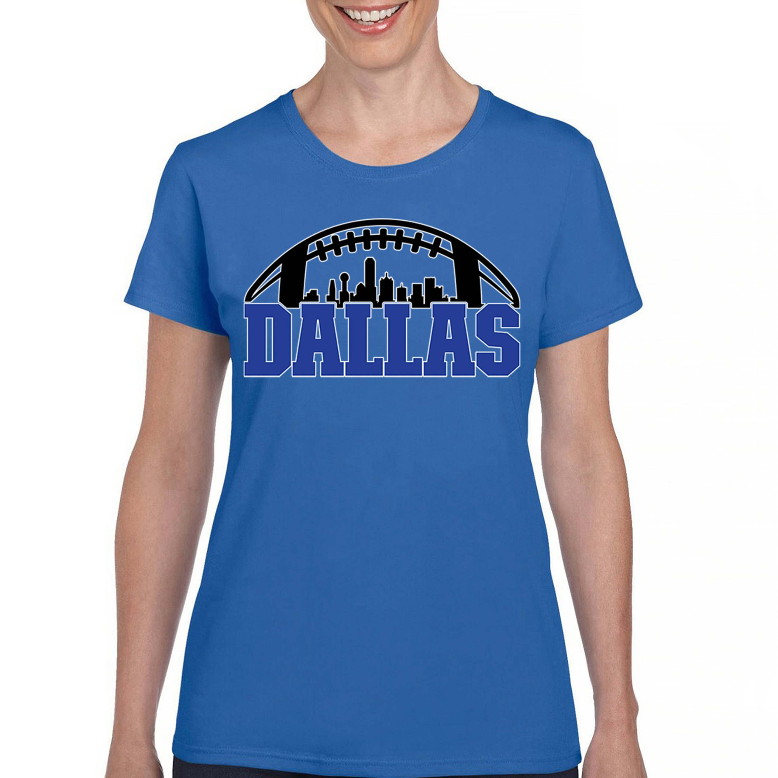 Dallas Skyline Football T-Shirt Texas Fantasy League Bleed Blue ...