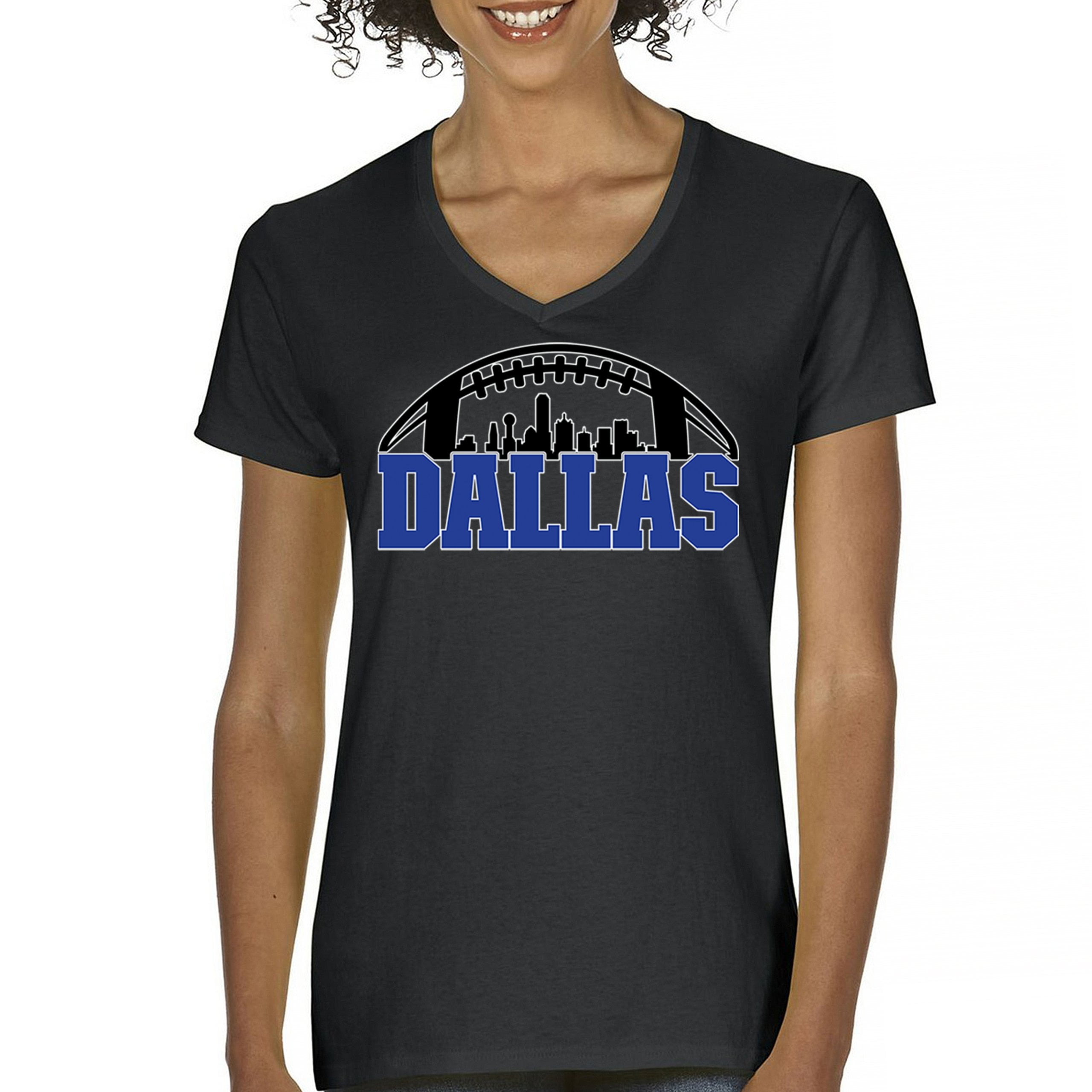 Dallas Skyline Football Women's V-Neck T-shirt Texas Fantasy League ...