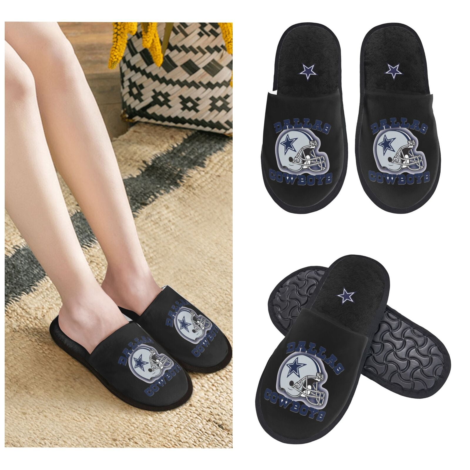 Dallas Team Adult Furry EVA Slippers Warm Slippers Indoor Slippers ...