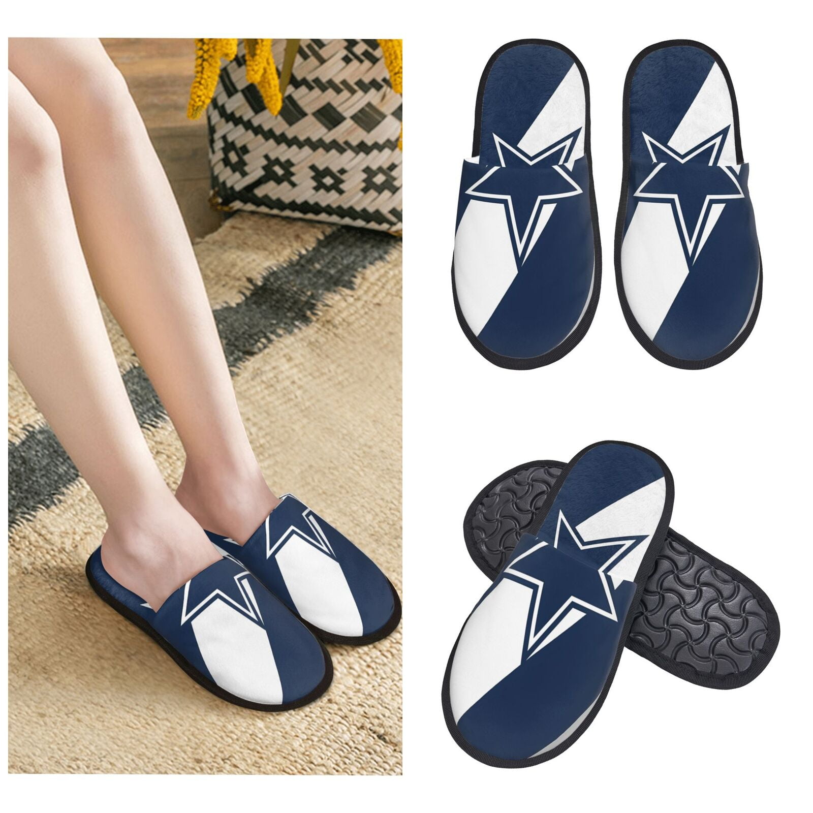 Dallas Team Theme Furry EVA Slippers Warm Slippers Indoor Slippers ...