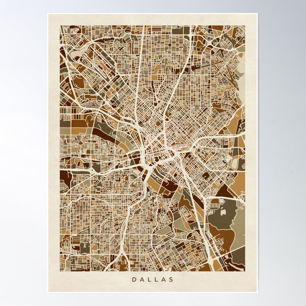 Dallas Texas City Map Poster Wall Art, Modern Wall Decor For Living ...