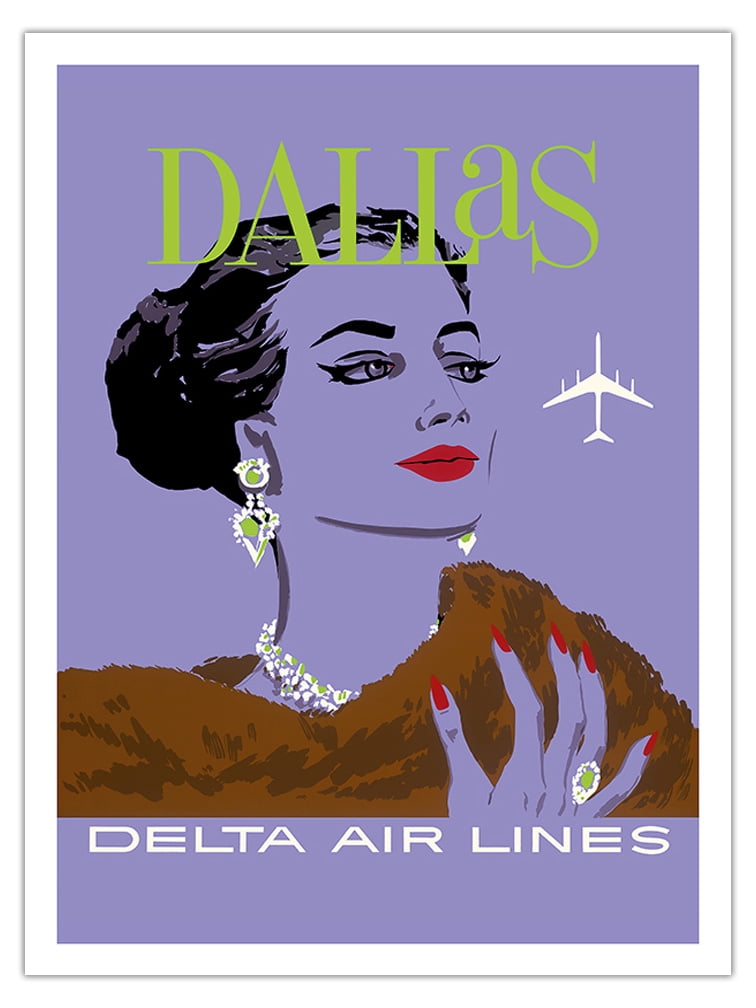 Dallas Texas - Delta Air Lines - Vintage Airline Travel Poster by John ...