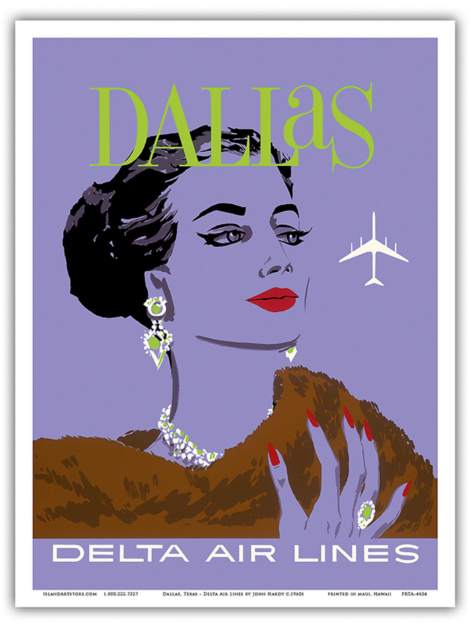 Dallas Texas - Delta Air Lines - Vintage Airline Travel Poster by John ...
