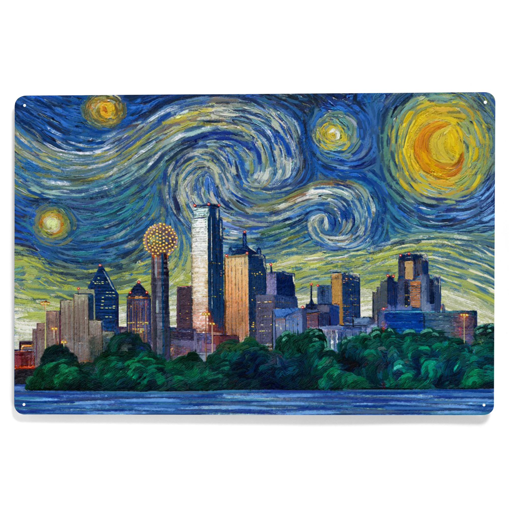 Dallas, Texas, Starry Night Series (12x18 Aluminum Art, Indoor Outdoor ...