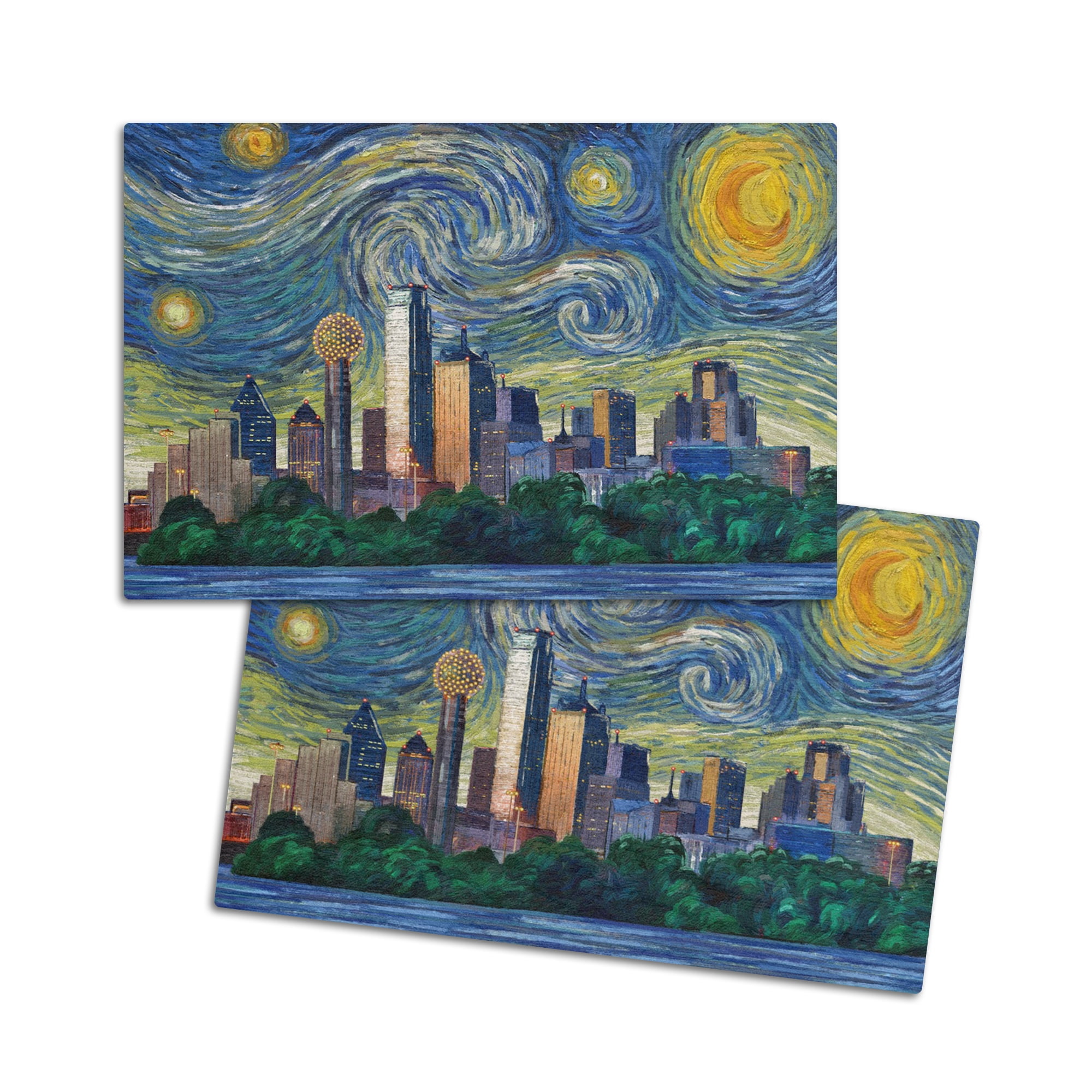 Dallas, Texas, Starry Night Series (4x6 Birch Wood Postcards, 2-Pack ...