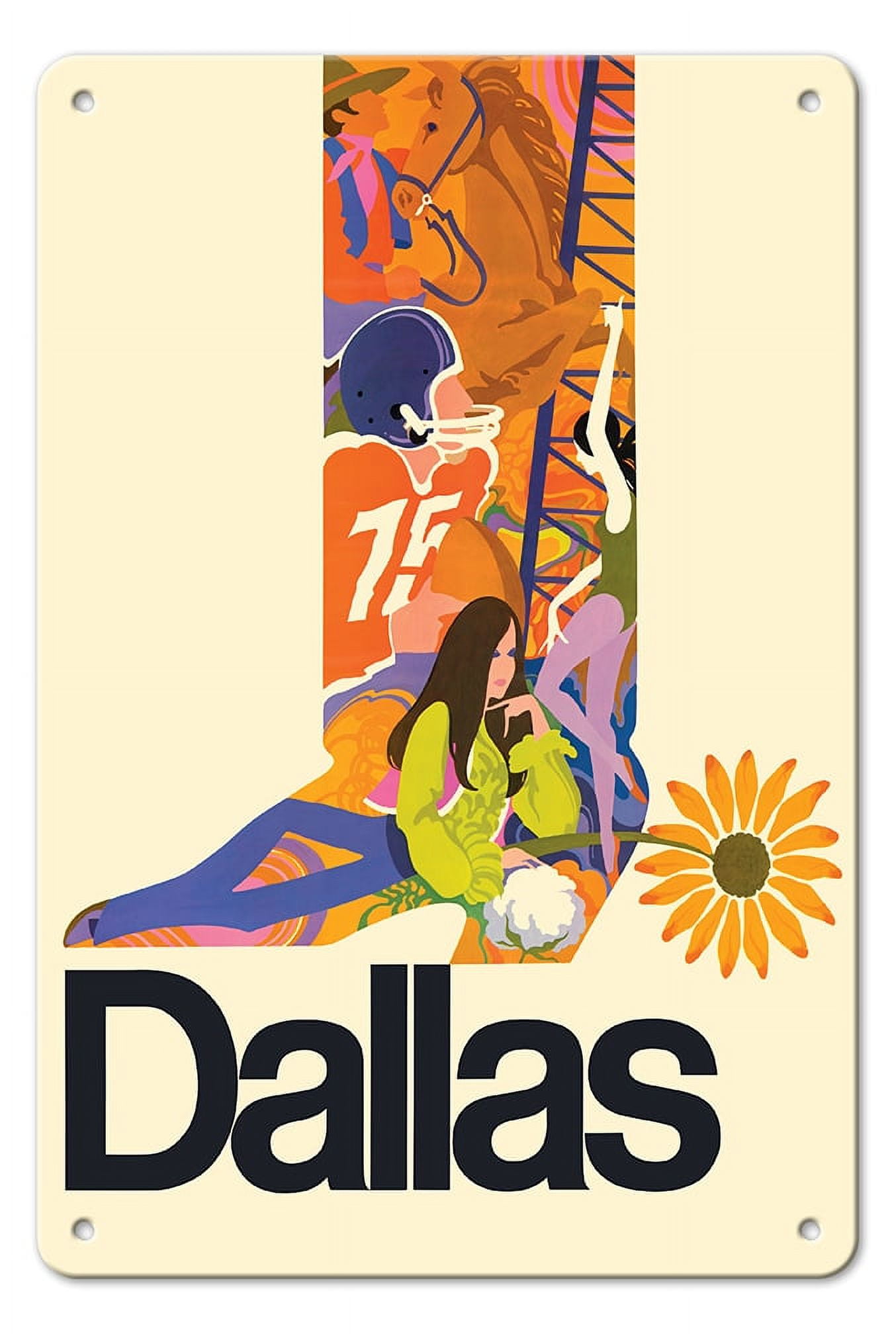 Dallas Texas - Sunflower Spur with Cowboy Boot - Vintage Airline Travel ...