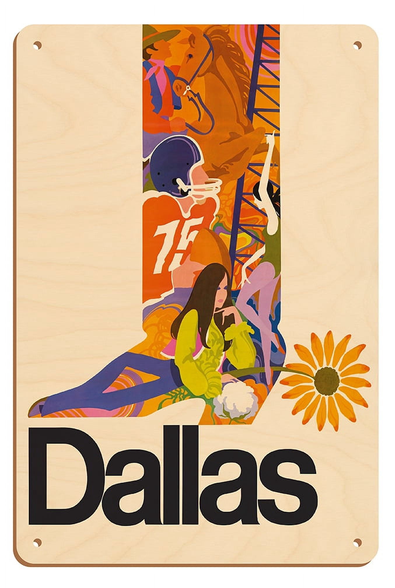 Dallas Texas - Sunflower Spur with Cowboy Boot - Vintage Airline Travel ...
