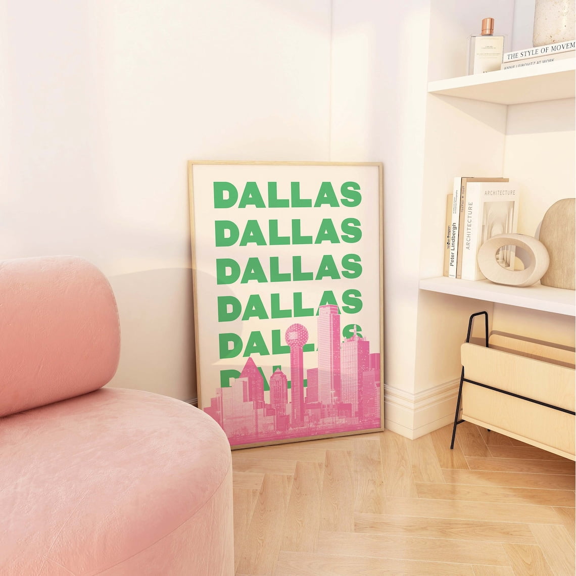 Dallas Travel Design2 Poster Pink Green Texas Exhibition Cute Trendy ...
