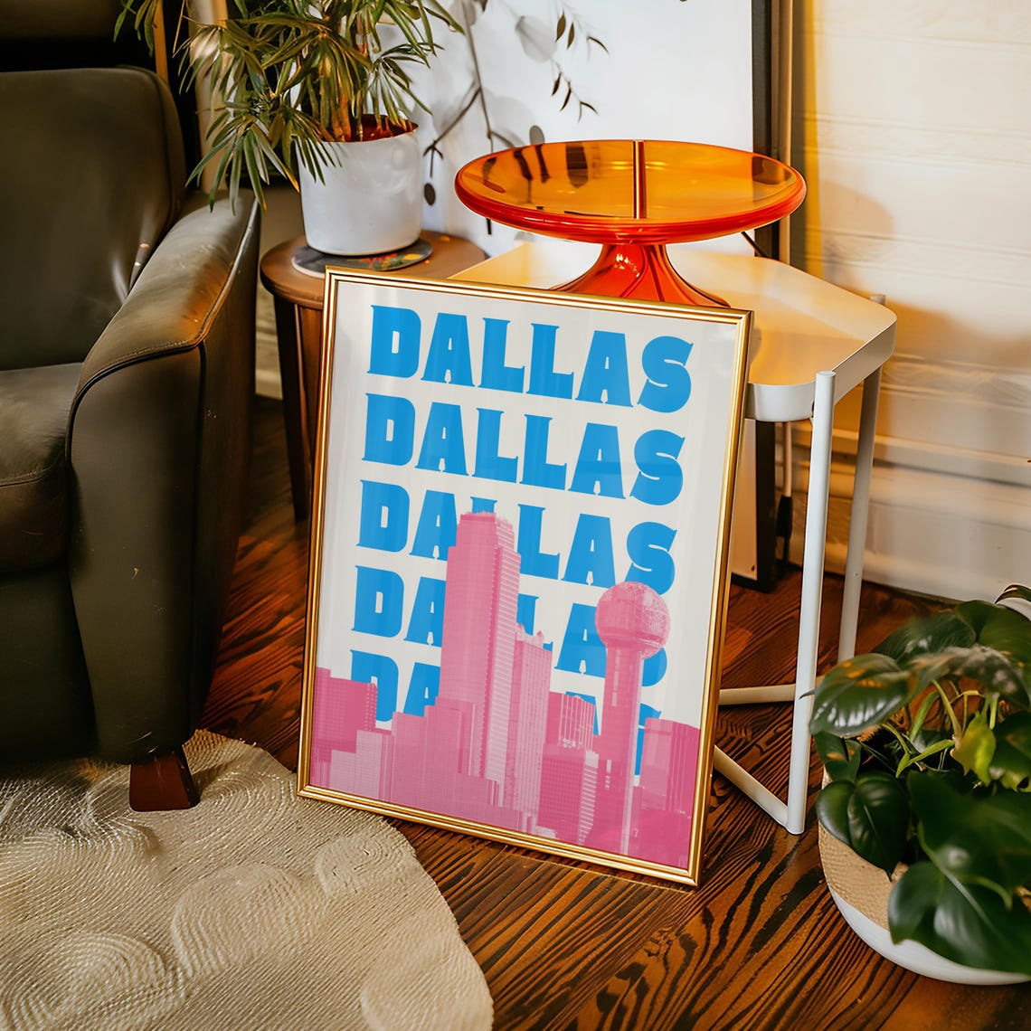 Dallas Wall Art Print Texas Pink And Blue Dallas Wall Decor Dallas ...