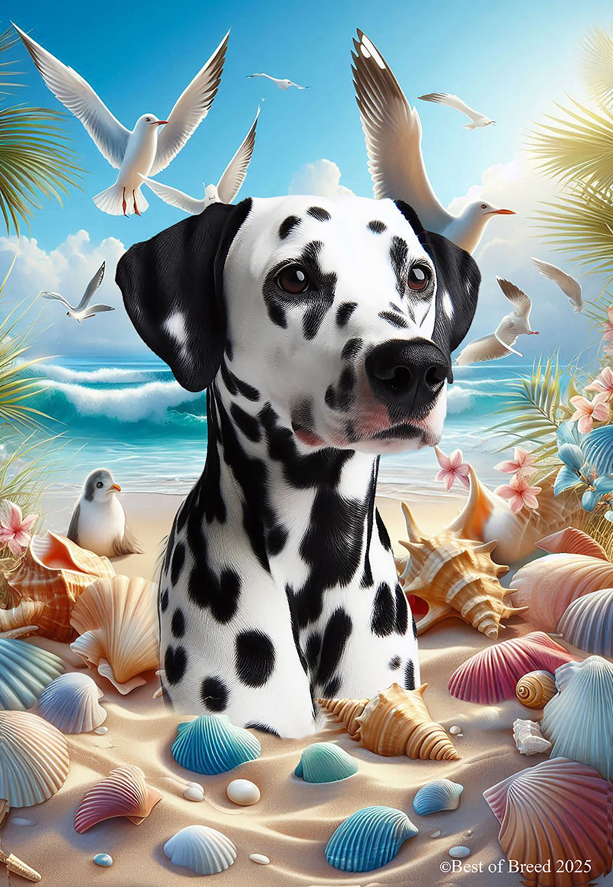 Dalmatian Black/White - Best of Breed Summer Beach Outdoor House Flag ...