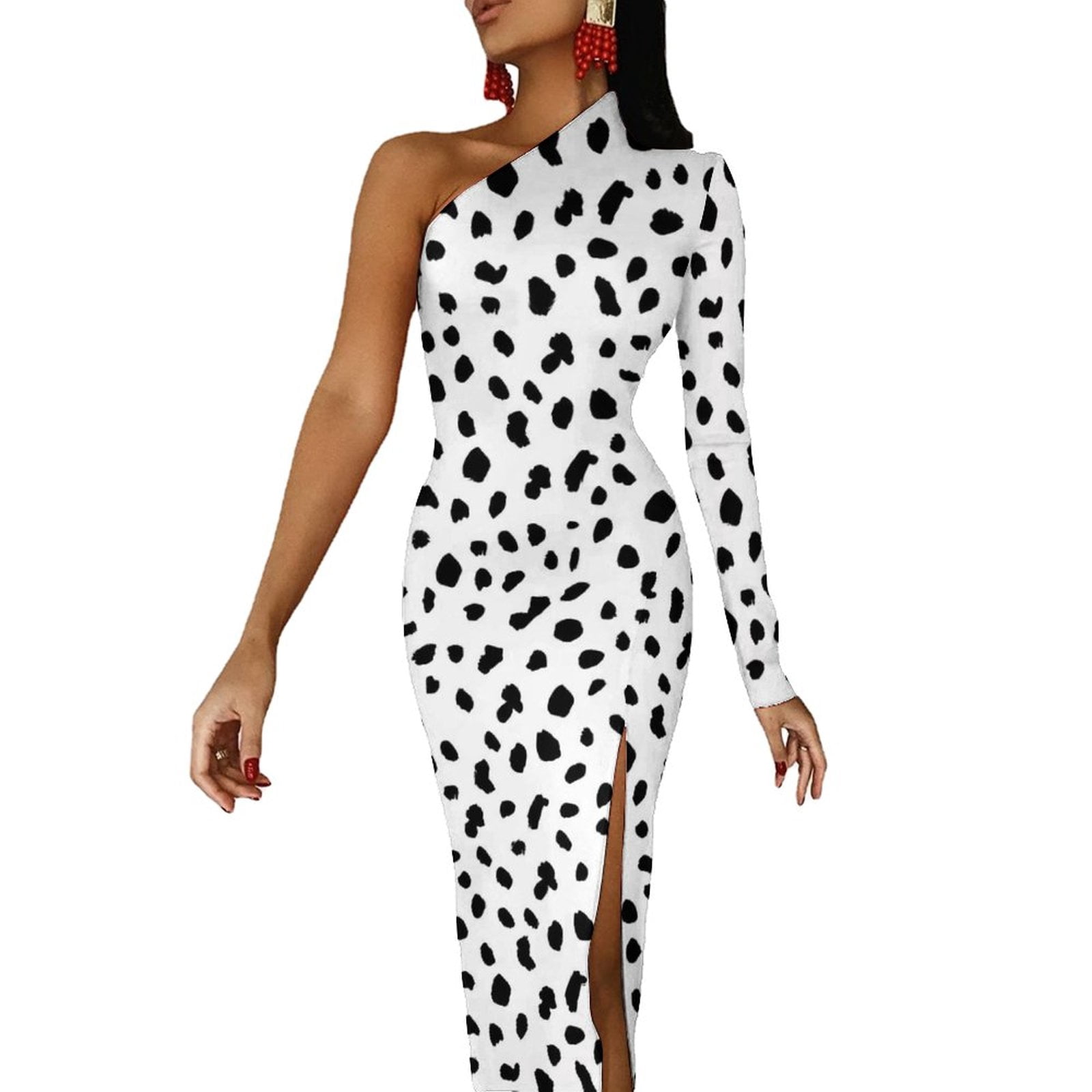 Dalmatian Bodycon Dress Womens Spotted Animal Print Modern Maxi Dress ...