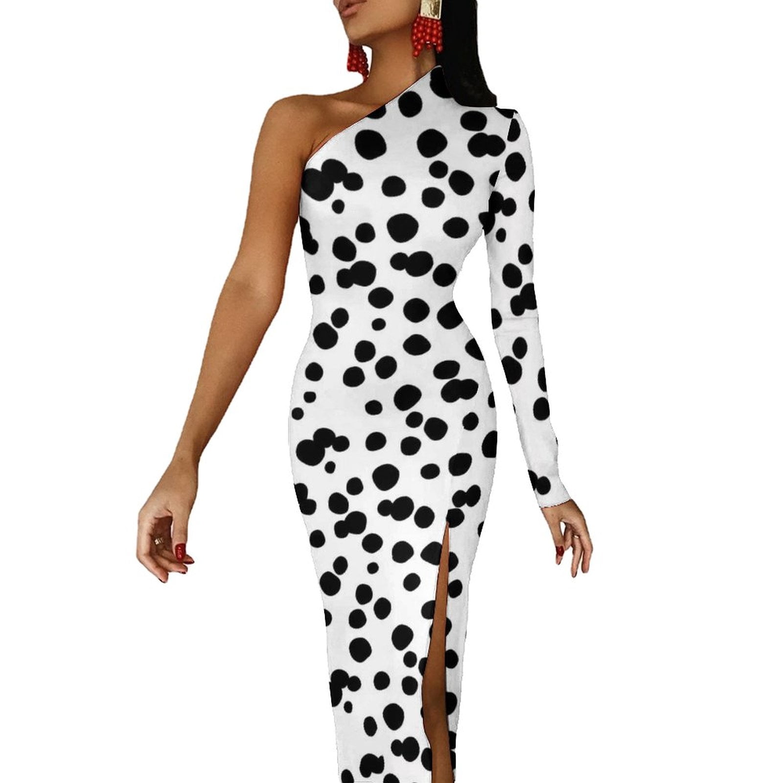 Dalmatian Bodycon Dress Womens Spotted Animal Print Modern Maxi Dress ...