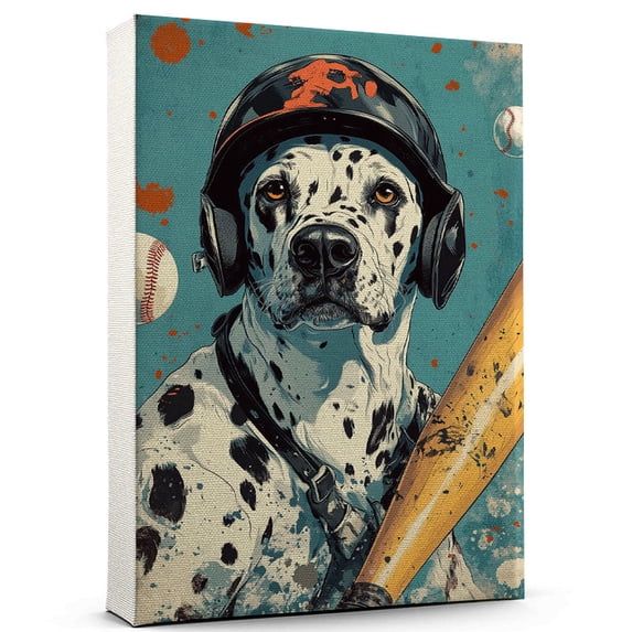 Dalmatian Cute Dog Baseball Stretched Canvas Size 8x12 – Retro ...