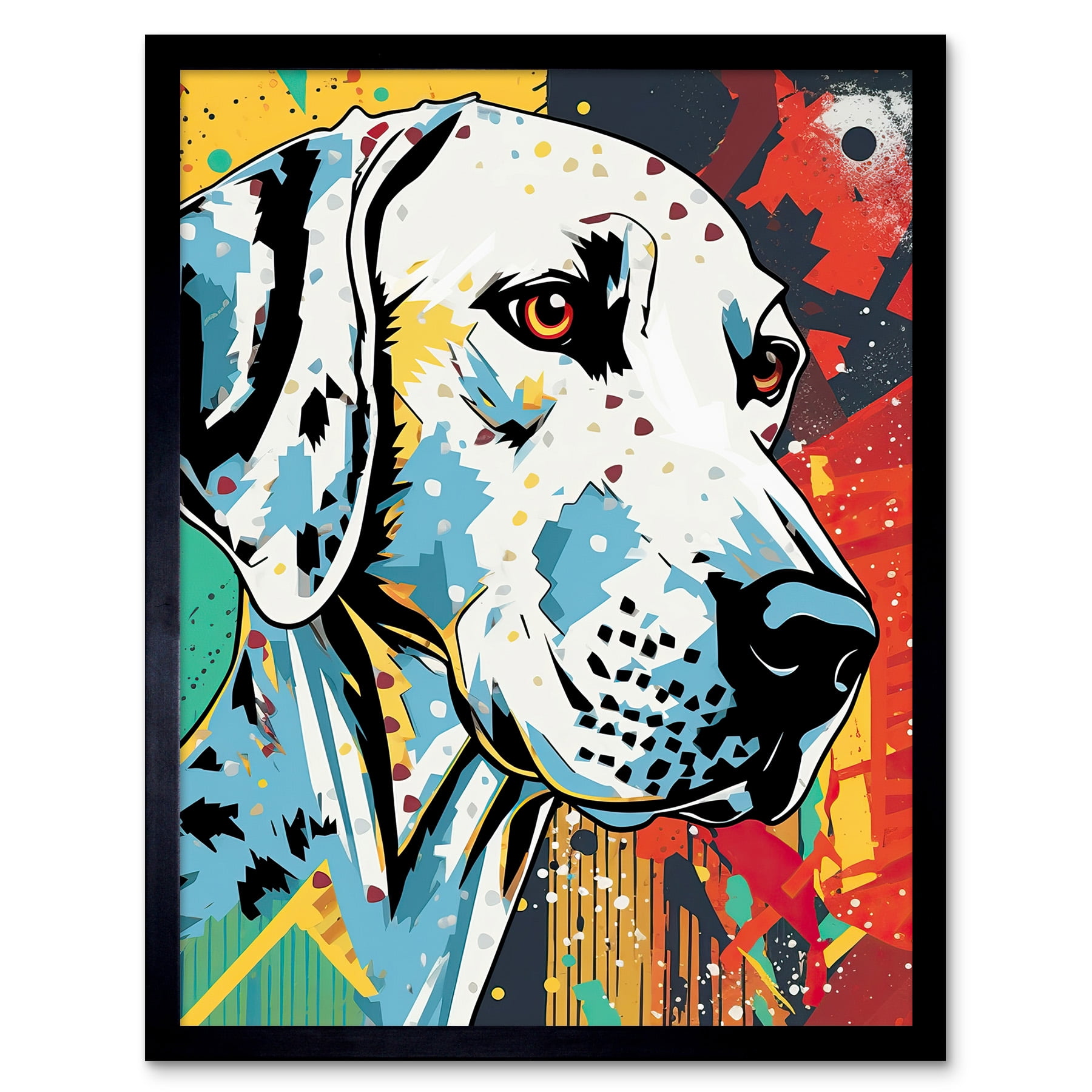 Dalmatian Dog Acrylic Painting Bright Geometric Pattern Portrait Modern ...