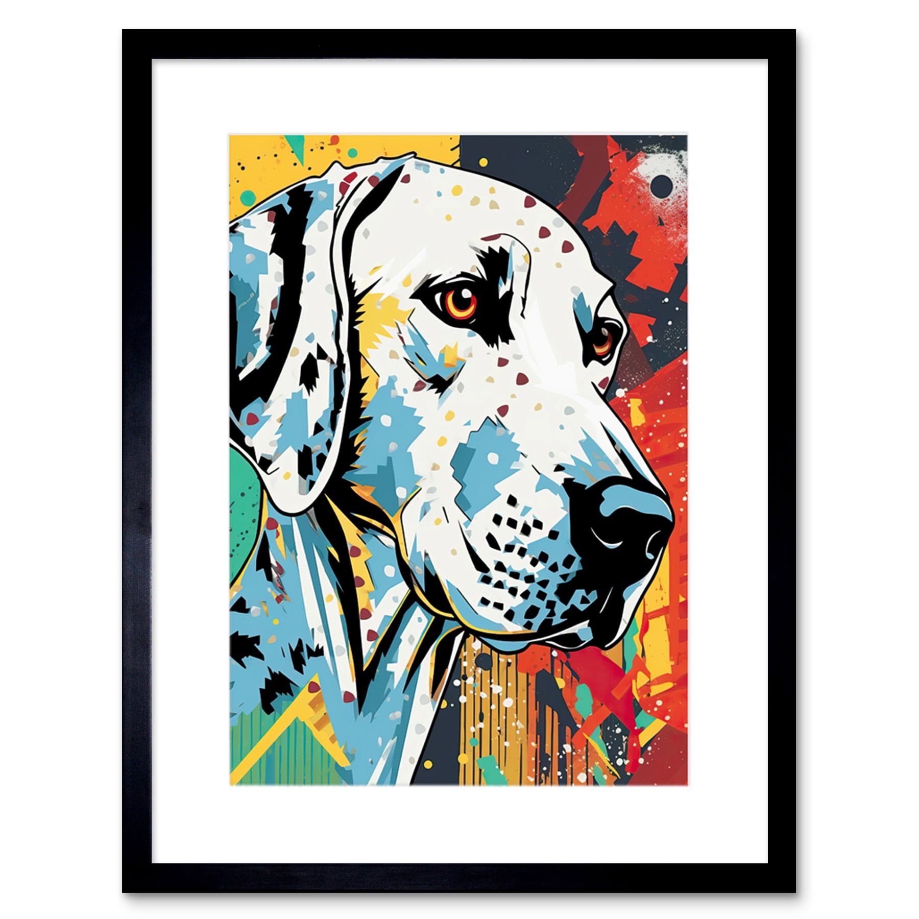 Dalmatian Dog Acrylic Painting Bright Geometric Pattern Portrait Modern ...