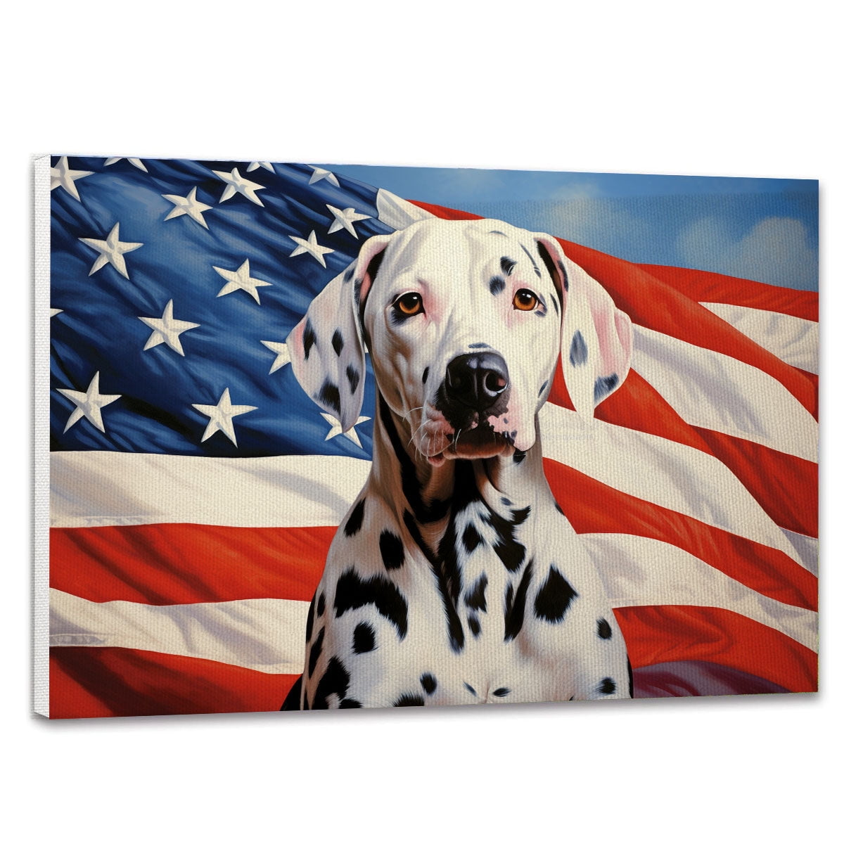 Dalmatian Dog American Flag Canvas Poster Wall Art Dog Pictures for Wall Decor Red White Blue ...