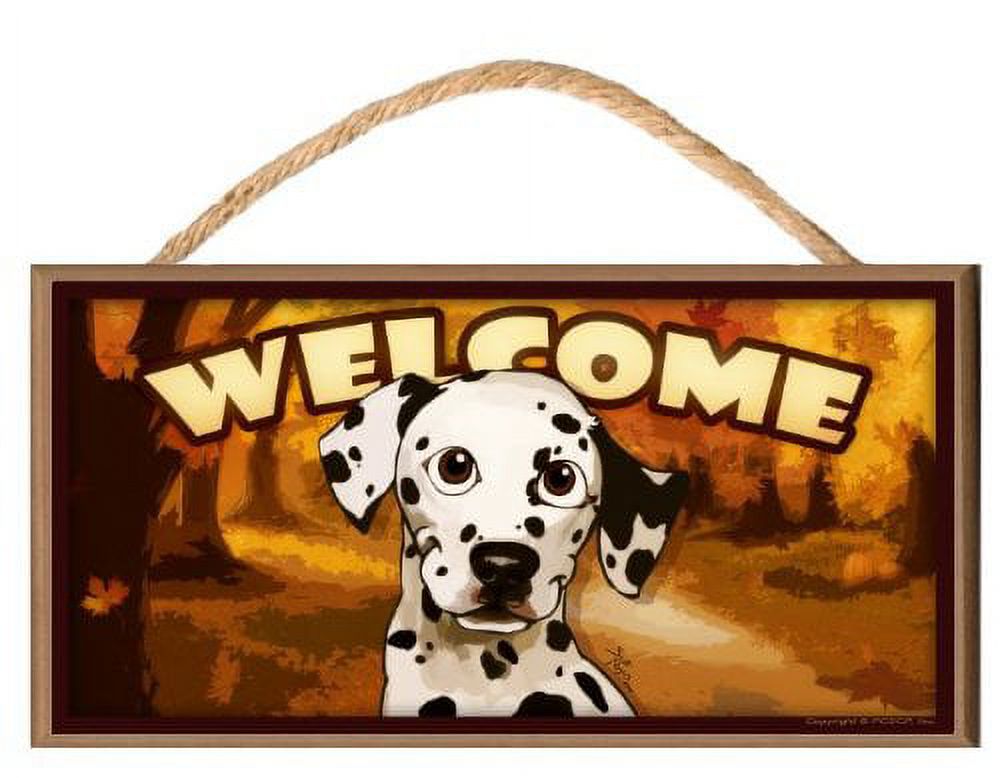 Dalmatian Dog Autumn Season Cartoonish look Welcome Sign / Plaque ...