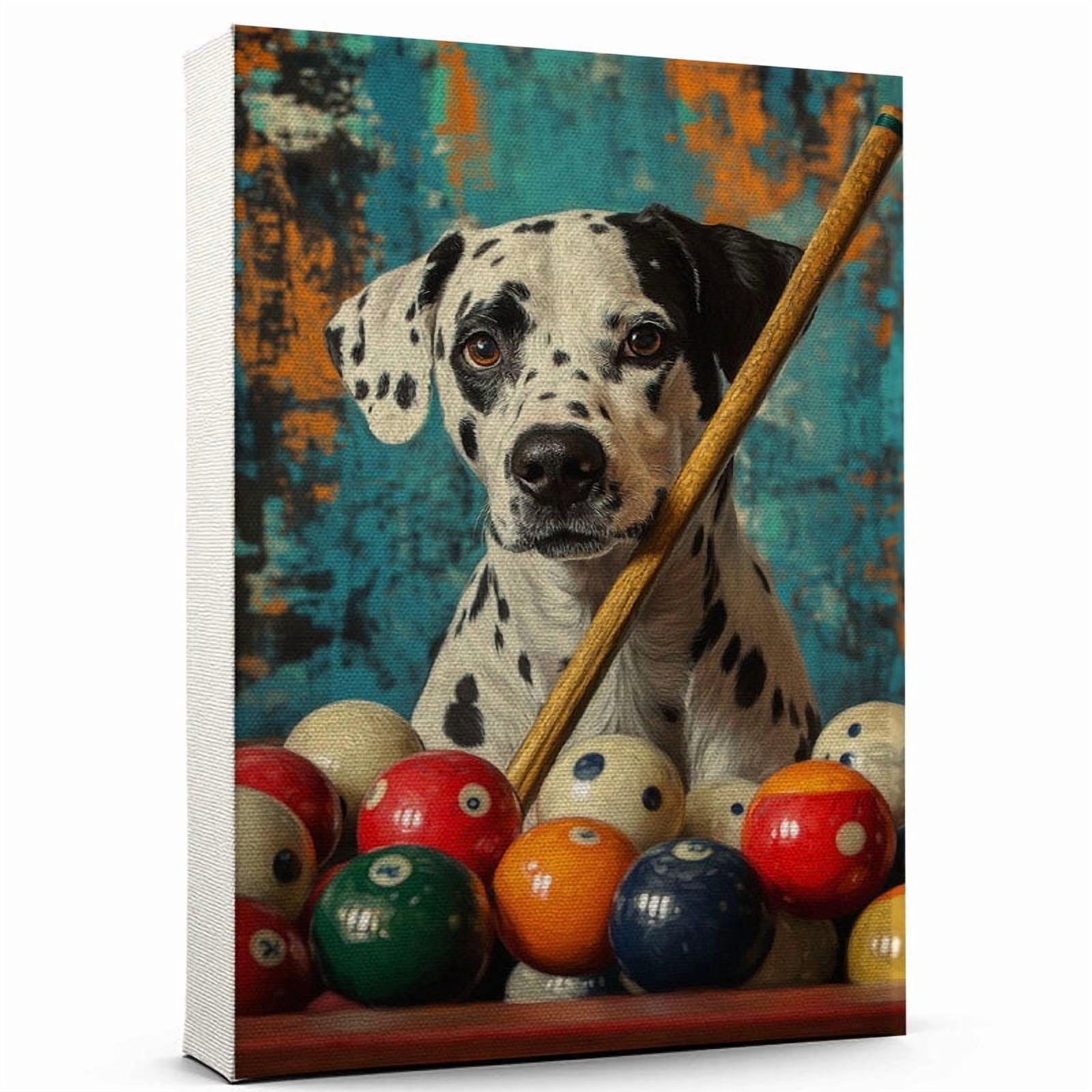 Dalmatian Dog Billiards Art Canvas – Dalmatian Dog Playing Billiards ...