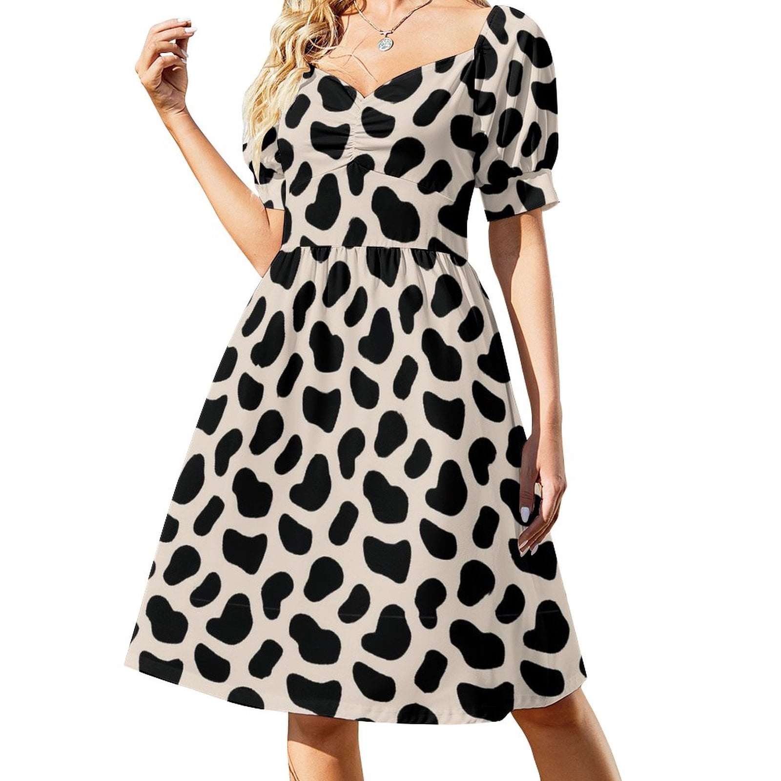 Dalmatian Dog Dress Black Spotted Design Festival Dresses Ladies Short ...