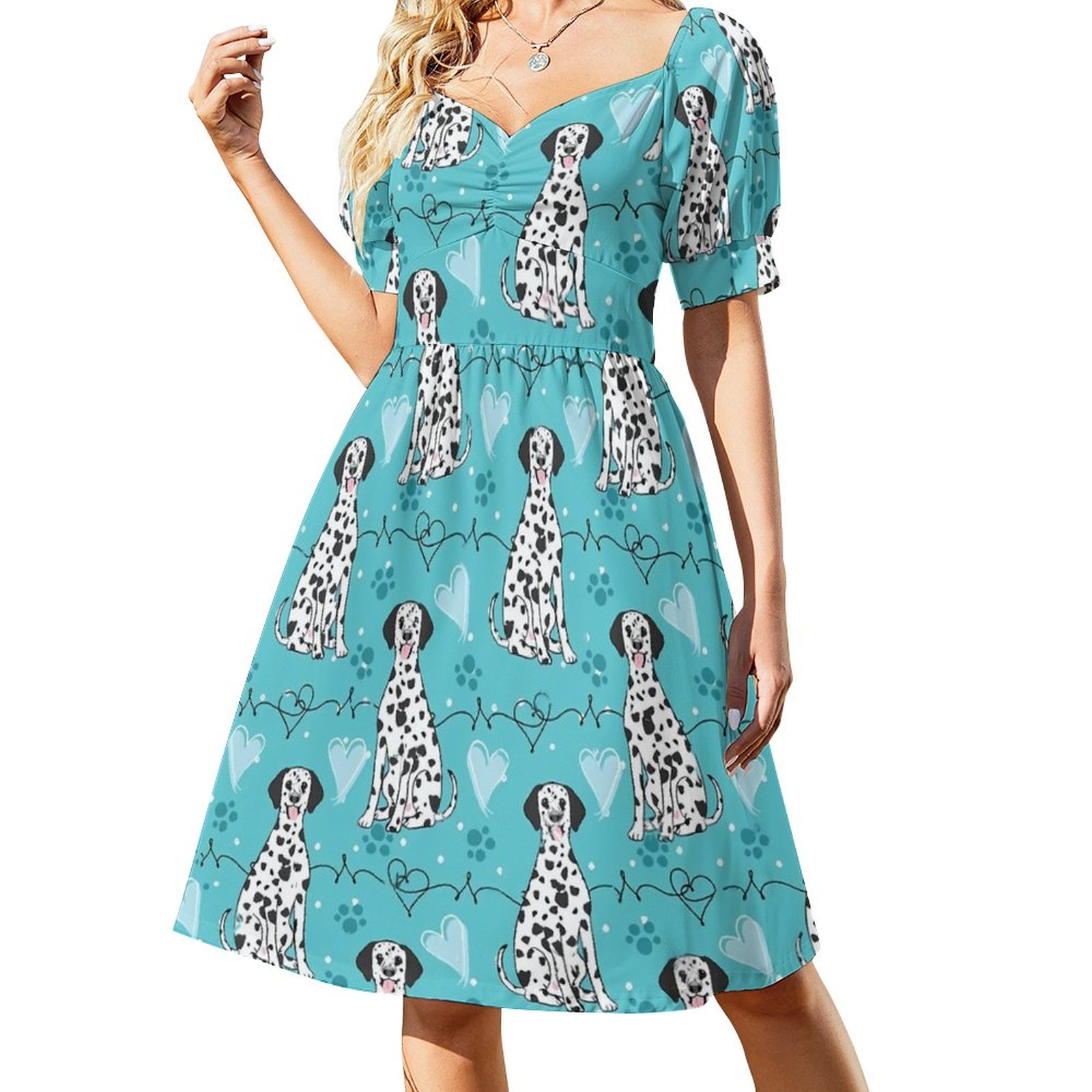 Dalmatian Dog Dress Black Spotted Design Festival Dresses Ladies Short ...