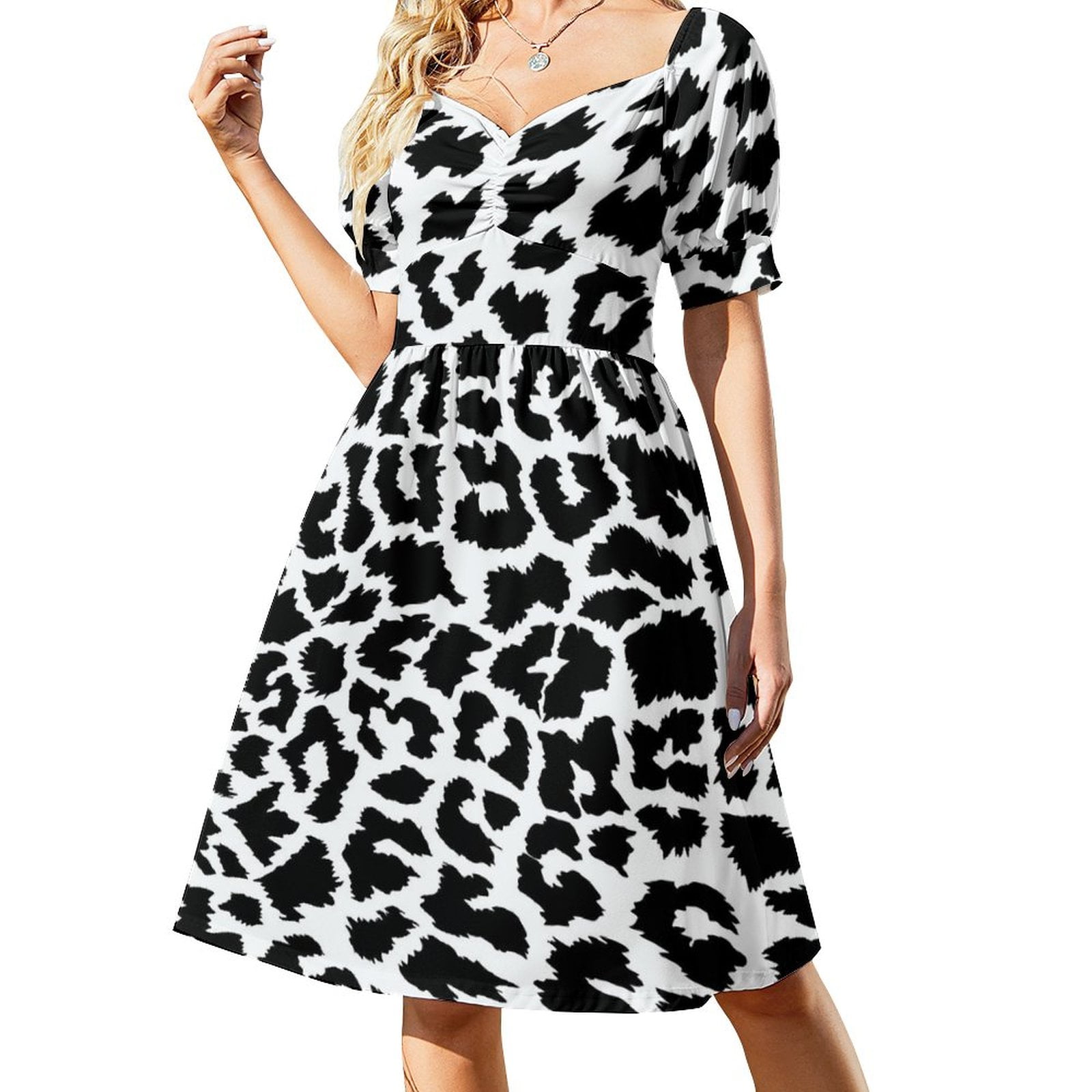 Dalmatian Dog Dress Black Spotted Design Festival Dresses Ladies Short ...
