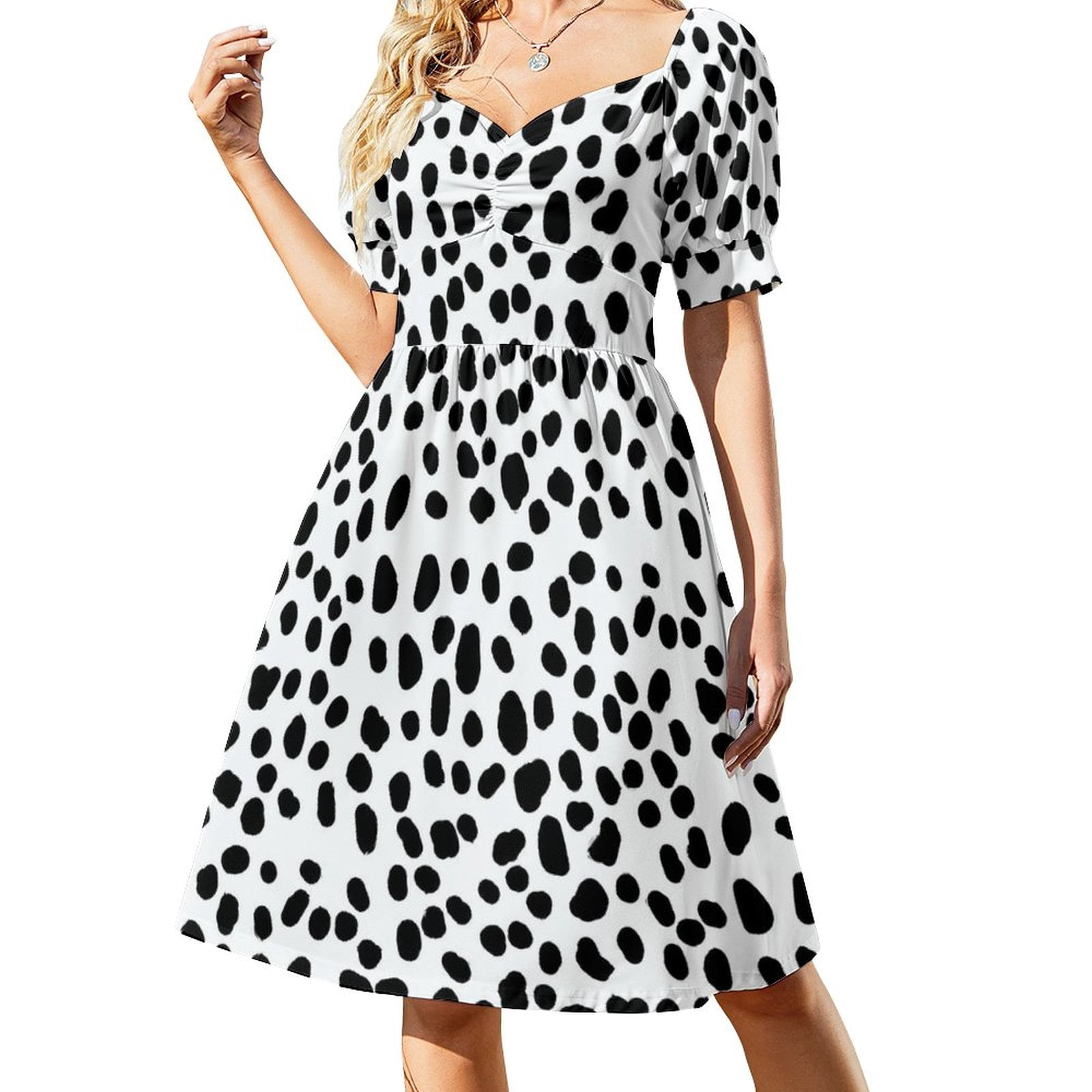 Dalmatian Dog Dress Black Spotted Design Festival Dresses Ladies Short ...