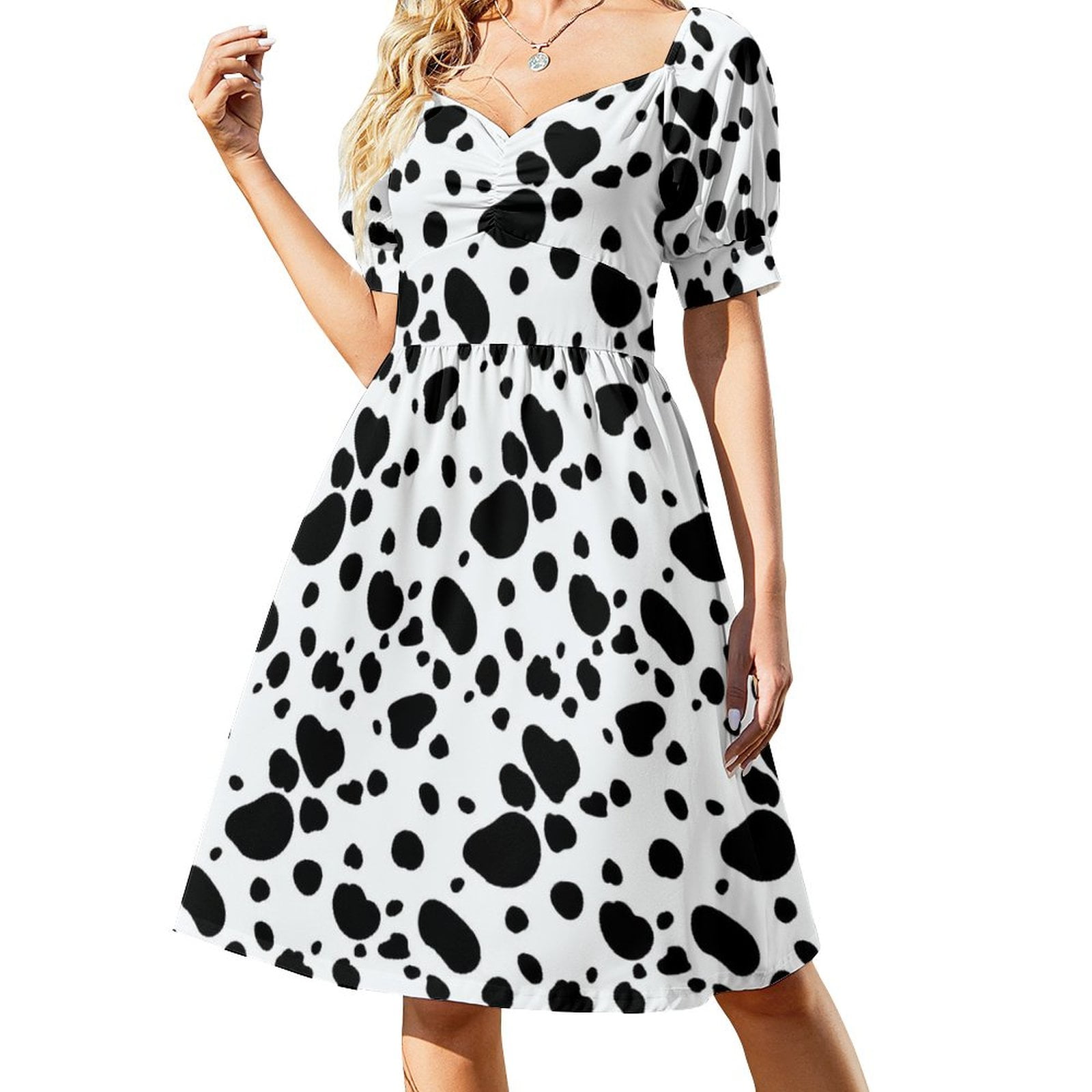 Dalmatian Dog Dress Black Spotted Design Festival Dresses Ladies Short ...