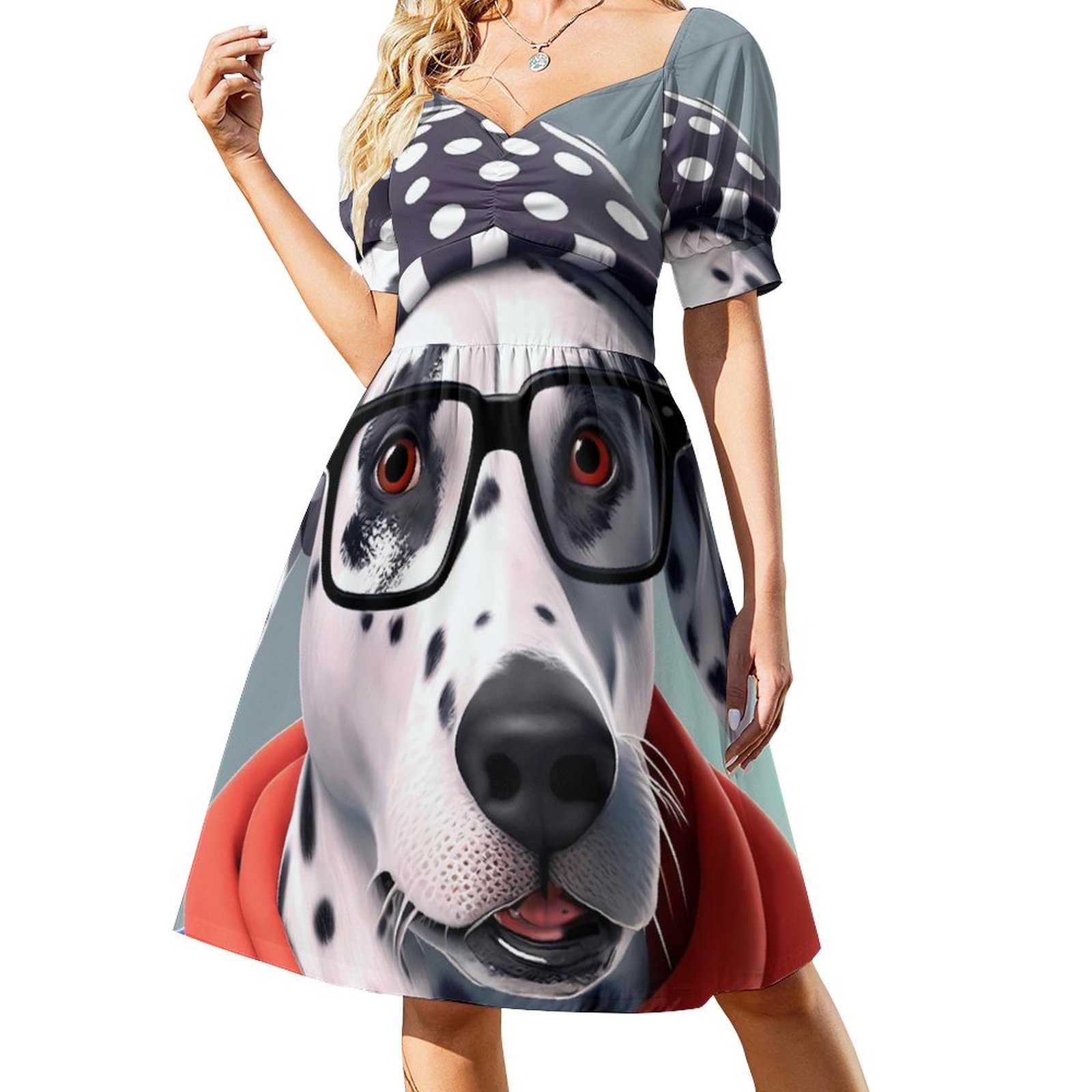 Dalmatian Dog Dress Black Spotted Design Festival Dresses Ladies Short ...