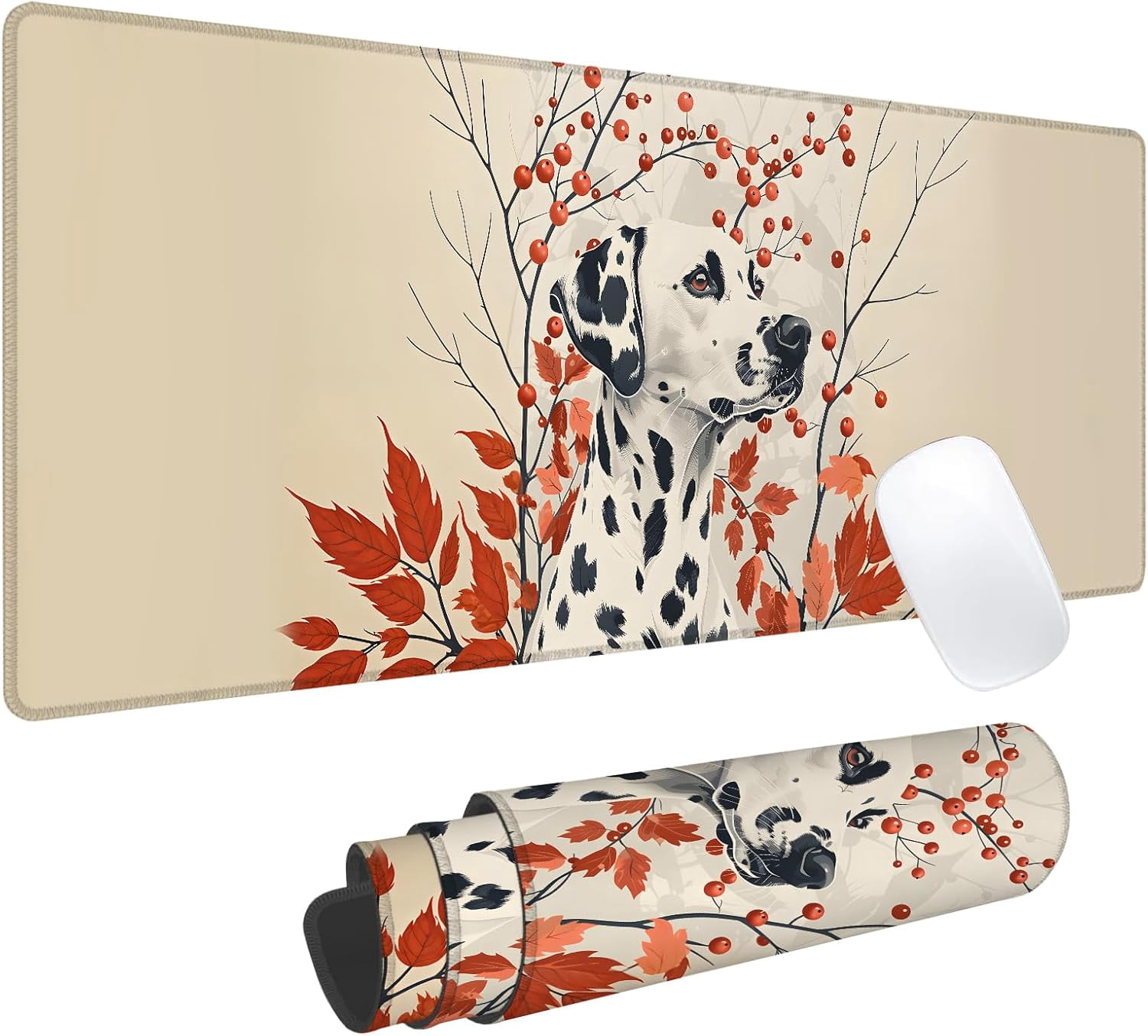 Dalmatian Dog Gaming Mouse Pad, Office Desk Mat, Anti-Slip Rubber Base ...