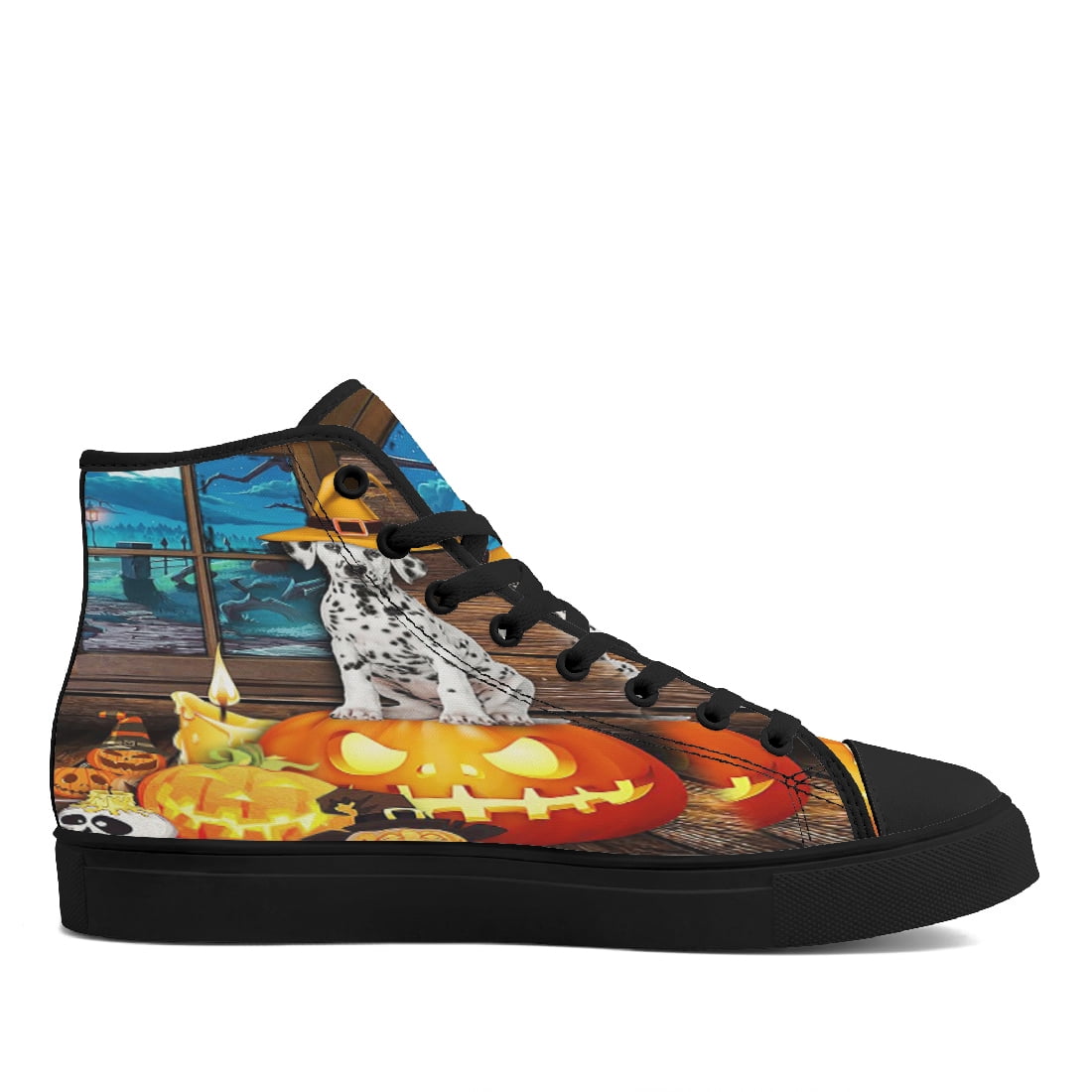 Dalmatian Dog Halloween High Top Canvas Shoes Sneakers Black Size 13 ...