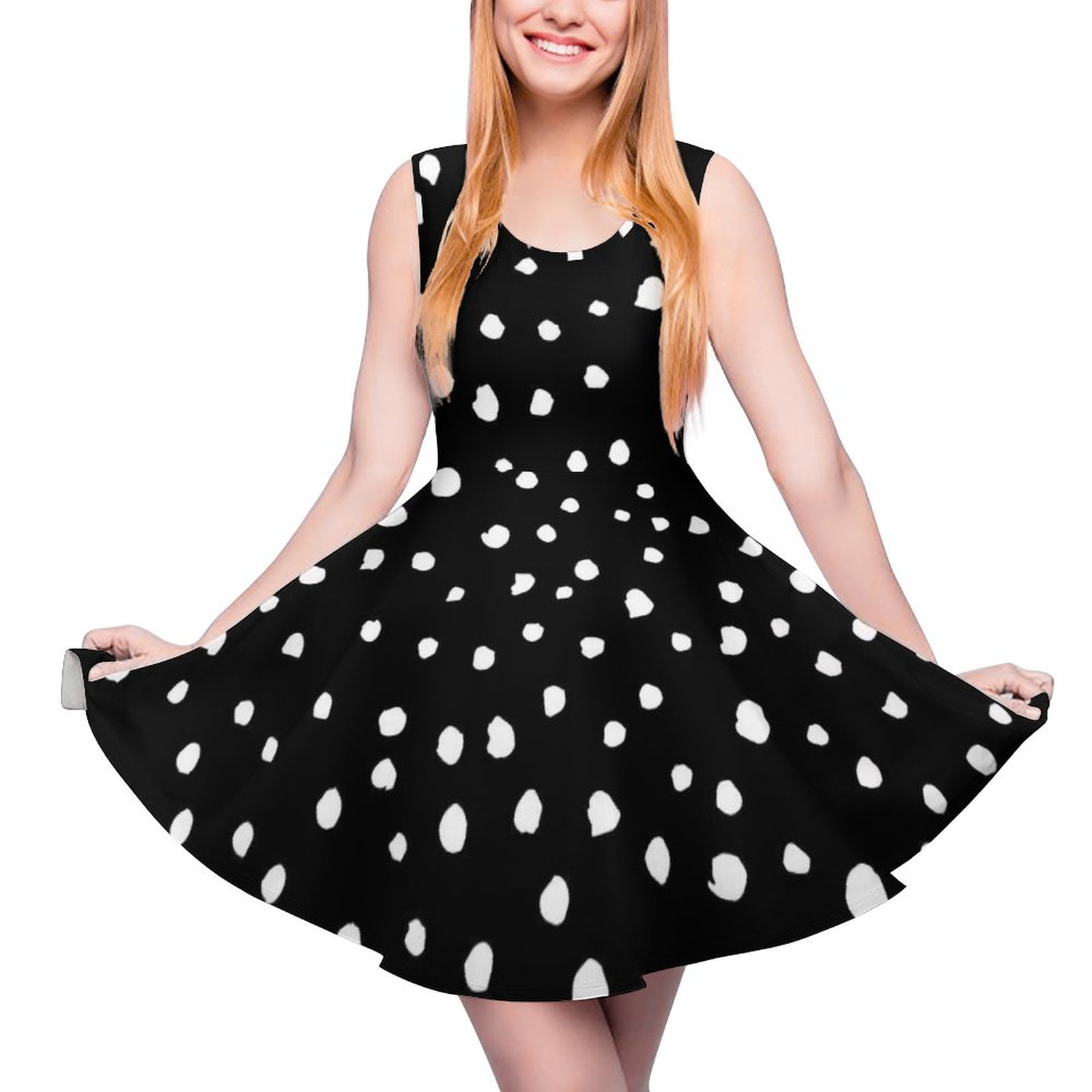 Dalmatian Dog Print Dress High Waist Cute Spots Dots Korean Fashion ...