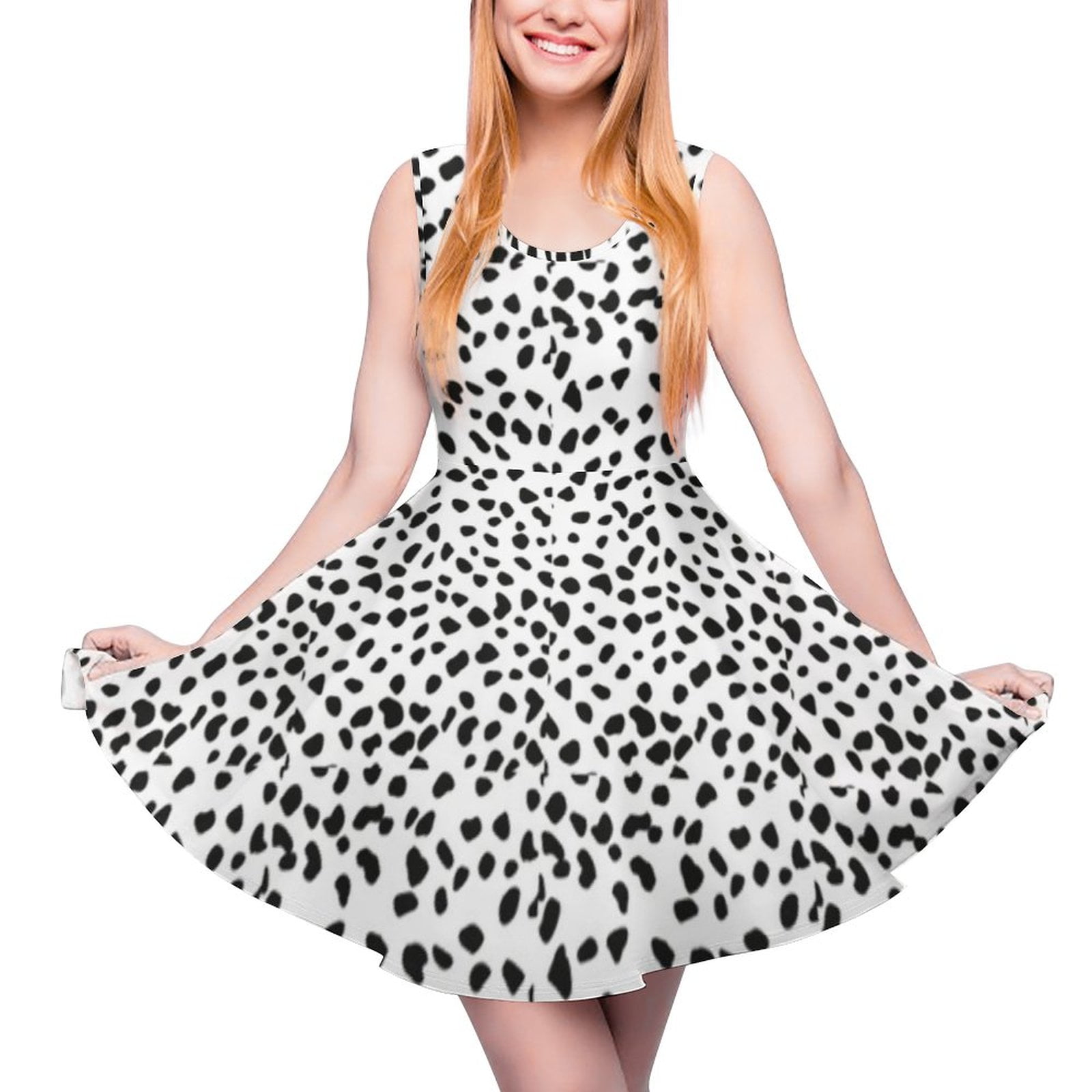 Dalmatian Dog Print Dress High Waist Cute Spots Dots Korean Fashion ...