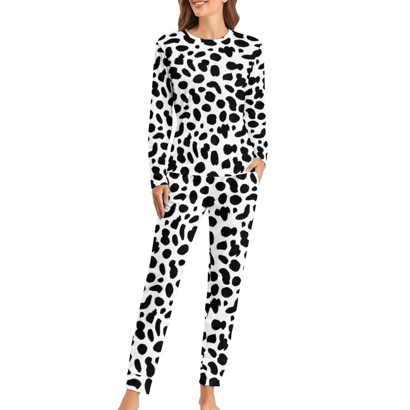 Dalmatian Dog Print Pajamas Cute Dots Two Piece Sleep Home Suit Women ...