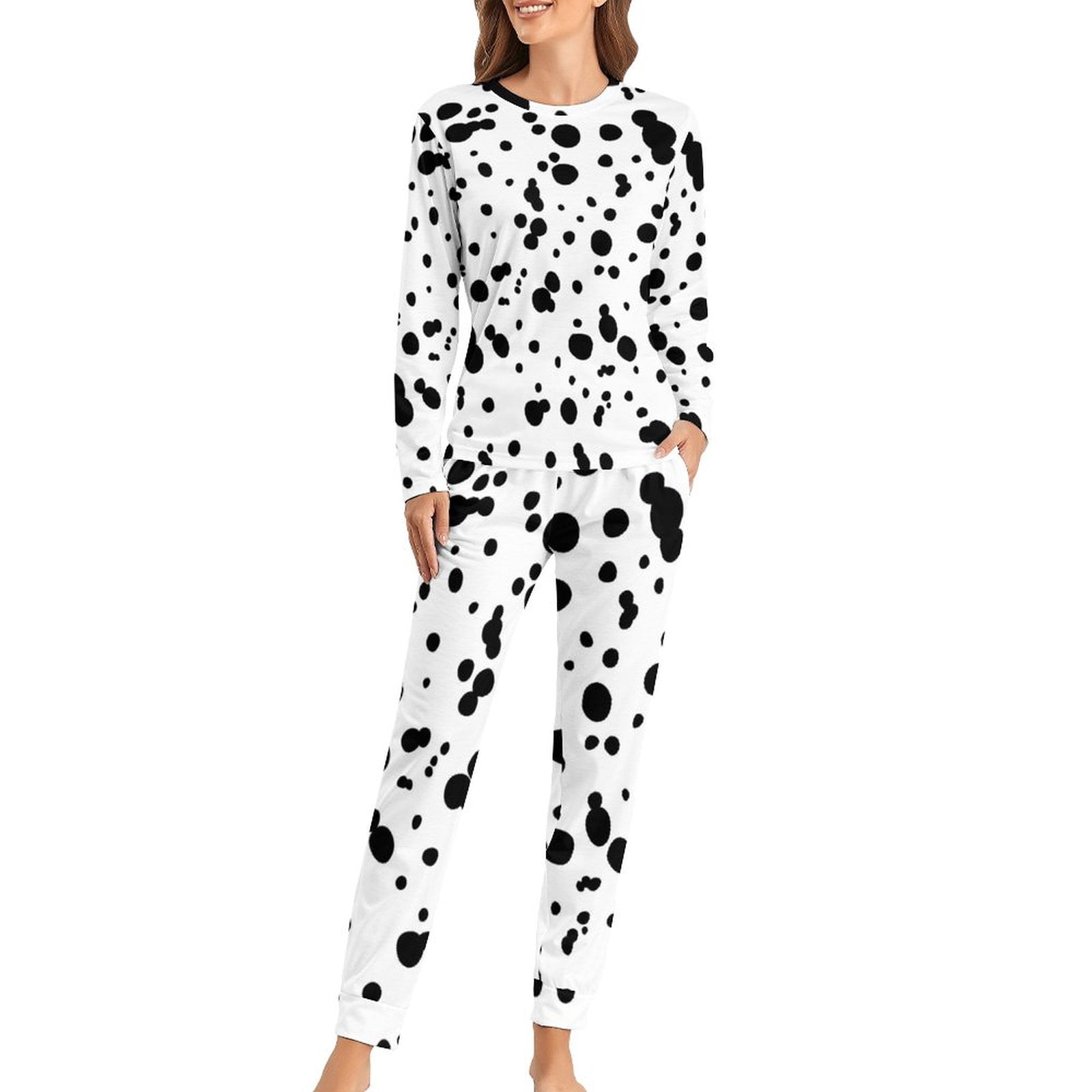 Dalmatian Dog Print Pajamas Cute Dots Two Piece Sleep Home Suit Women ...