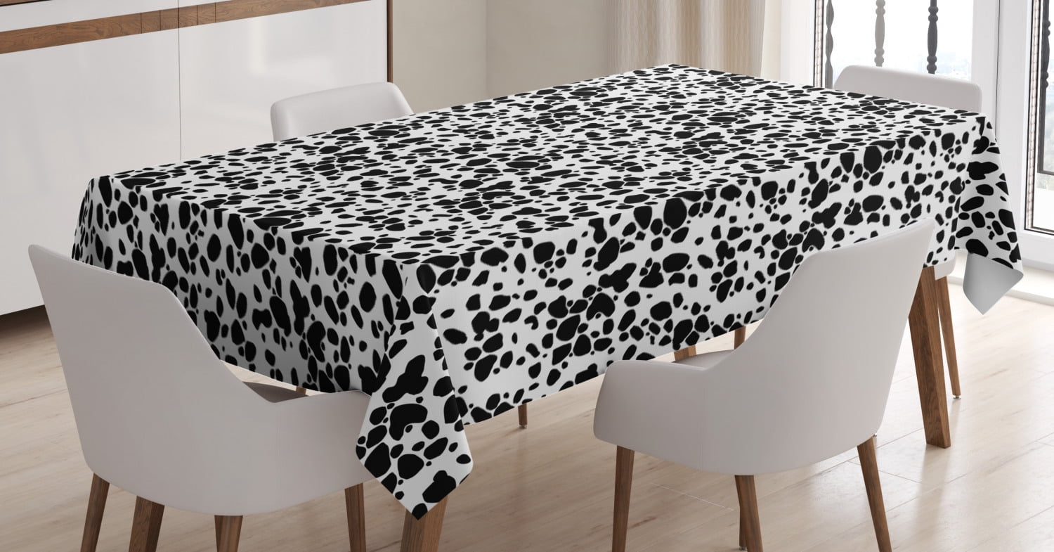 Dalmatian Dog Print Tablecloth, Black and White Puppy Spots Fur Pattern ...