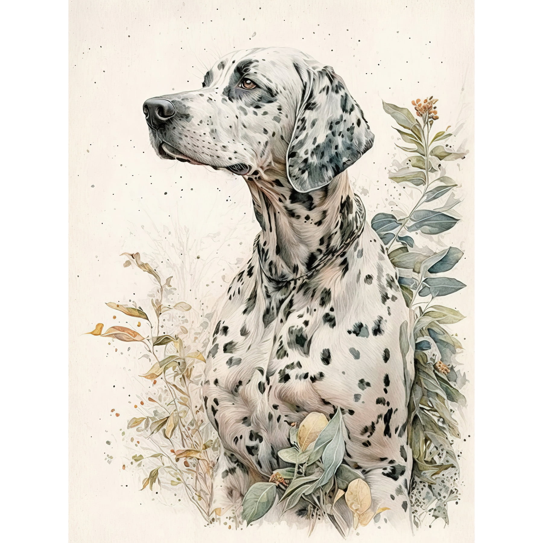 Dalmatian Dog in Field Soft Watercolour Pencil Portrait Illustration ...