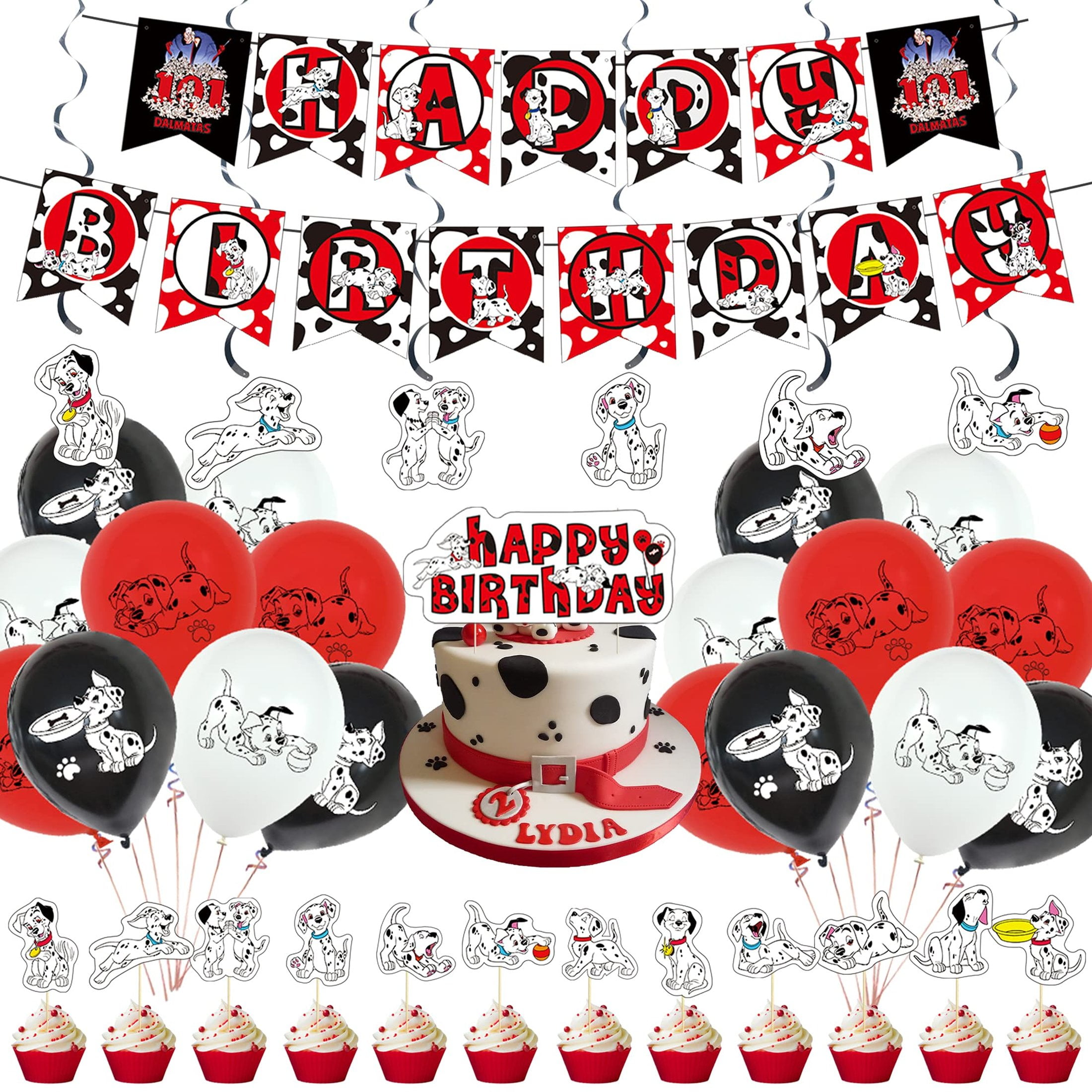 Dalmatian Dogs Birthday Party Pack - 38 Pcs Decorations Set with Banner ...