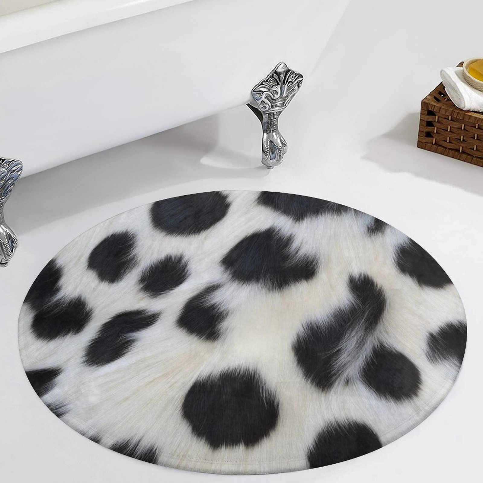 Dalmatian Fur Spotted Coat Texture Round Carpet Circle Rug Outdoor ...