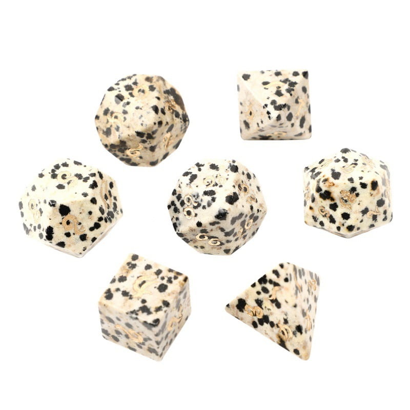 Dalmatian Jasper Dice Hand-Carved Gemstone Dice D4 D6 D8 D10 D12 D20 ...