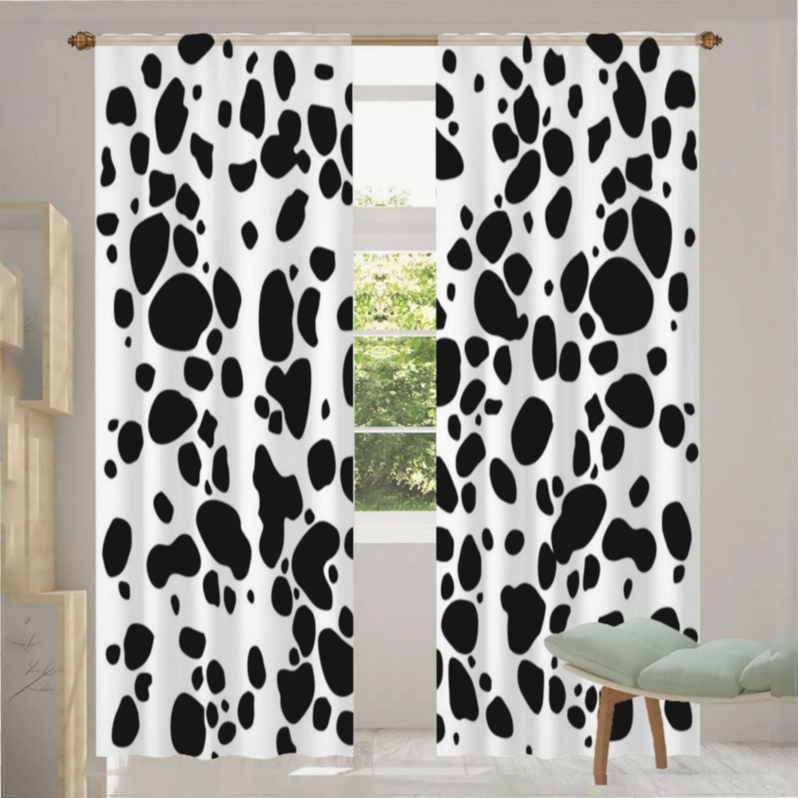 Dalmatian Print Curtains for Living Room Bedroom Decor Transparent ...