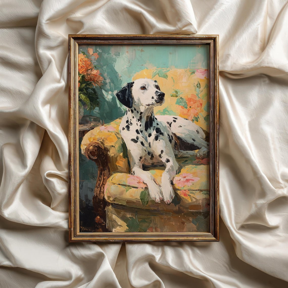 Dalmatian Print Preppy Wall Art Modern Southern Floral, Unframed Canvas ...