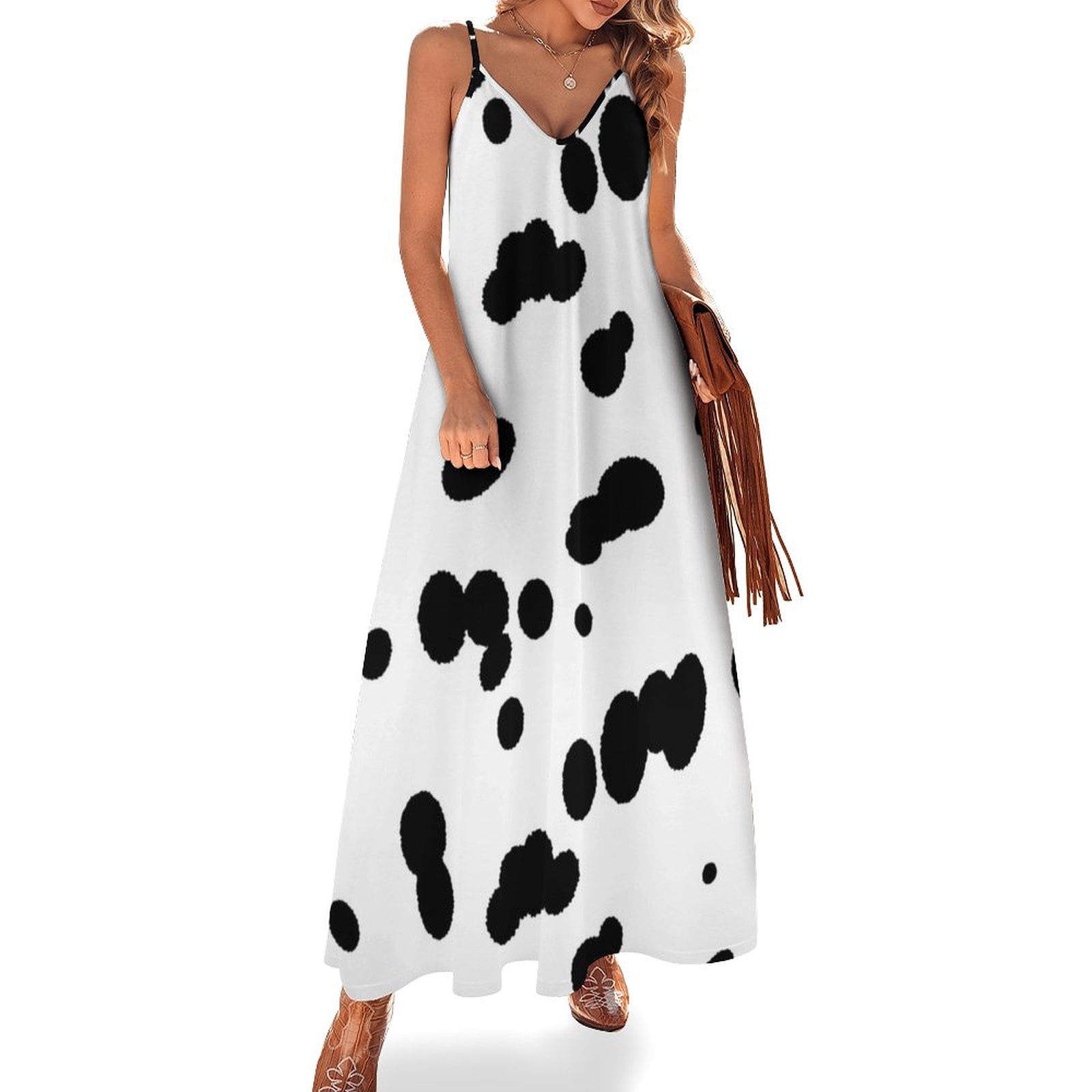 Dalmatian Spots Dog Fur Pattern Sleeveless Dress beach dresses prom ...