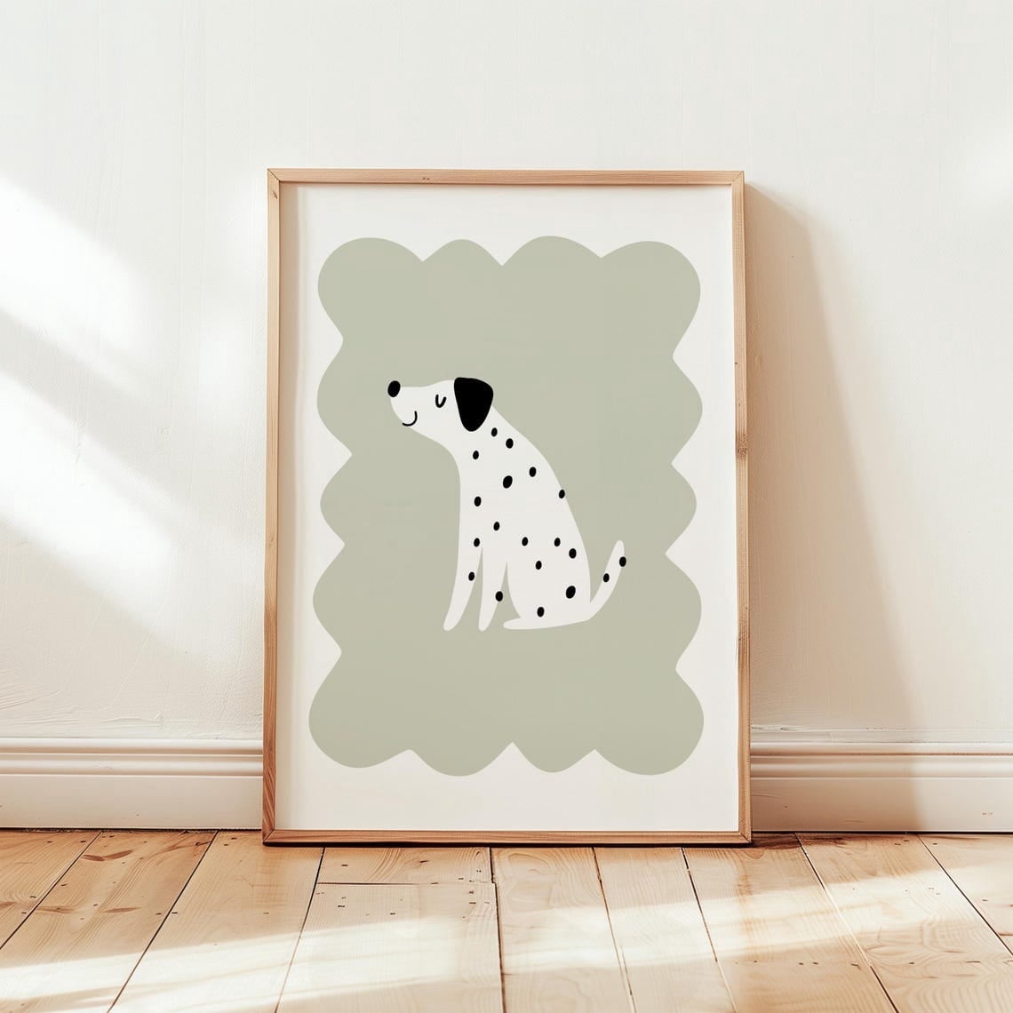 Dalmatian Spotty Dog Sage Green Nursery Poster UNFRAMED PAPER POSTER ...