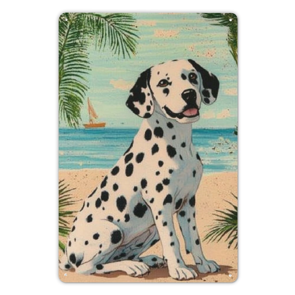 Dalmatian Tin Sign Beach Coconut Palm Metal Plaque Summer Garden Decor ...