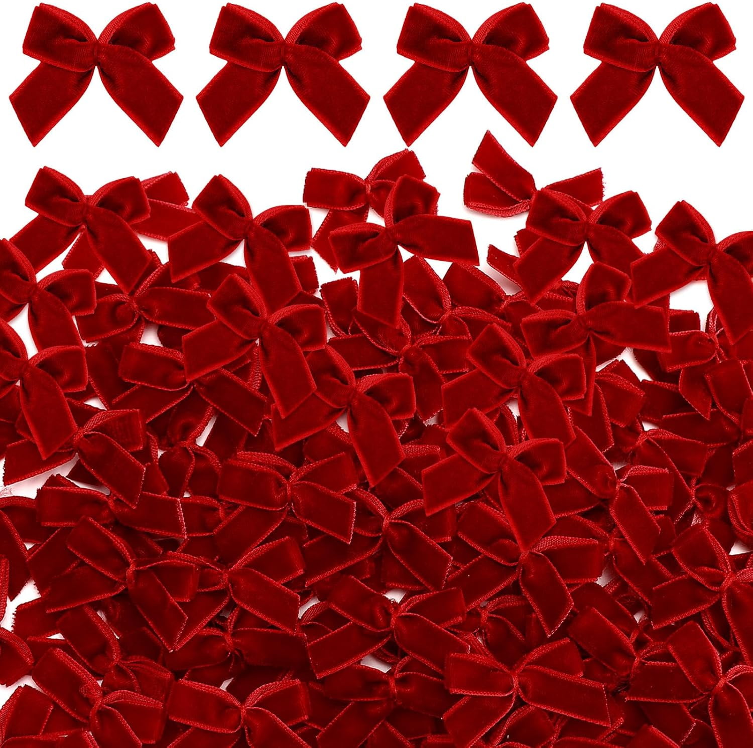 Dalrosia 120PCS Mini Christmas Velvet Bows for Crafts Xmas Twist Tie ...