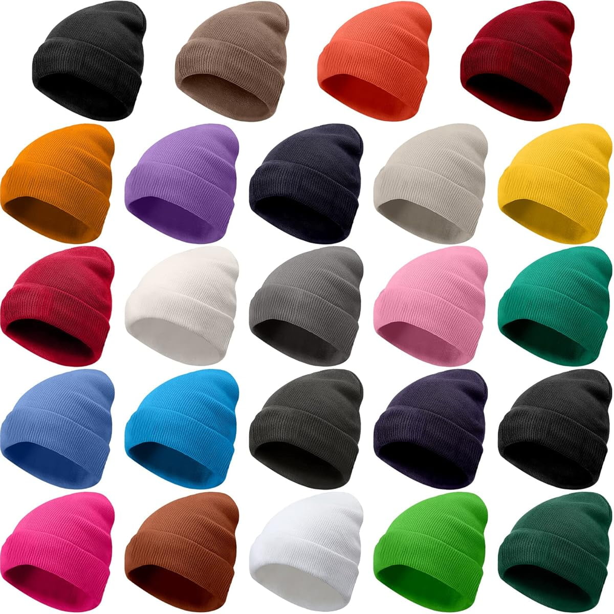 Dalrosia 24PCS Knit Beanie Warm Winter Hats Unisex Soft Cozy Multicolor ...