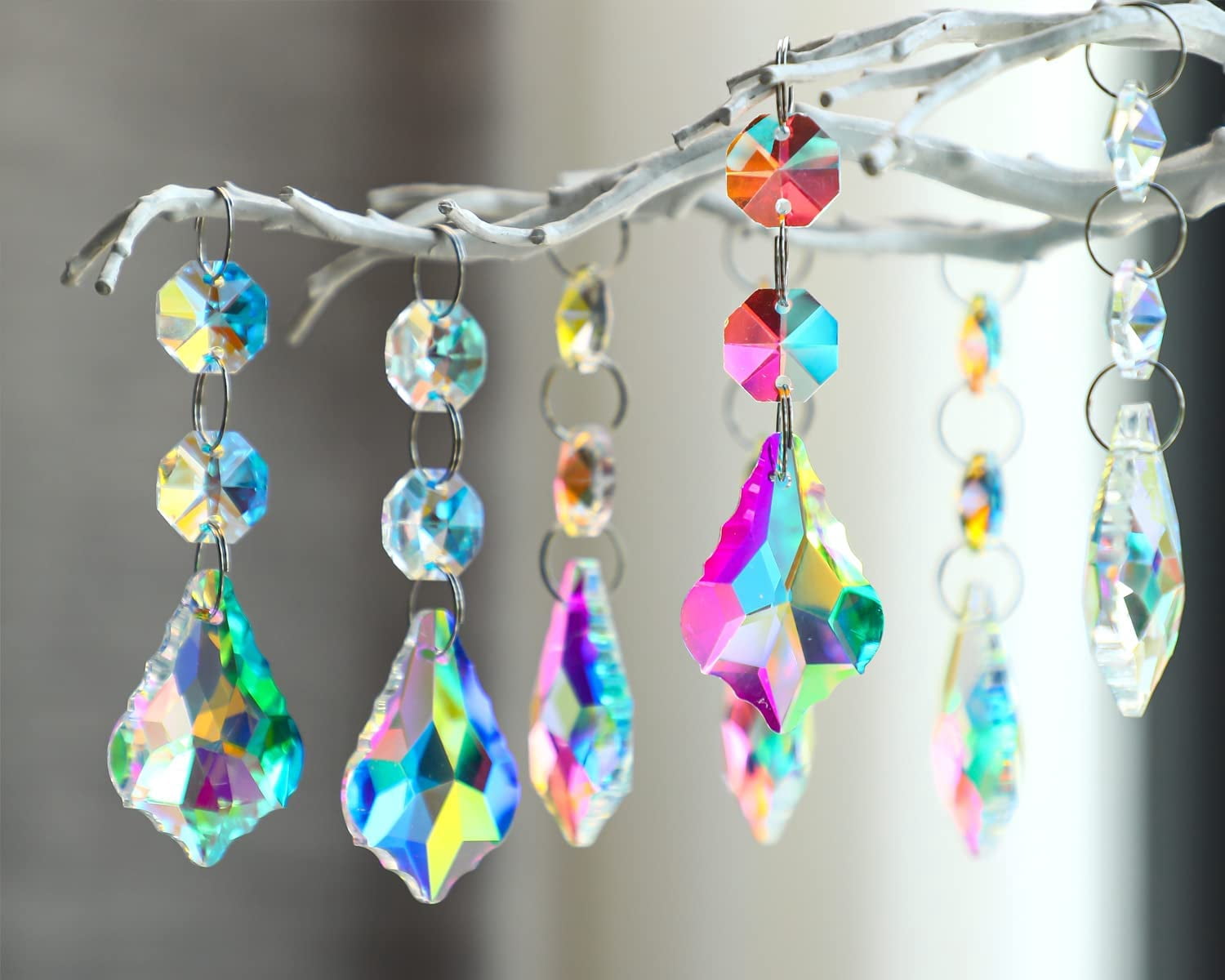 Dalrosia 25PCS Chandelier Crystals Prism Replacement Suncatchers,38mm ...