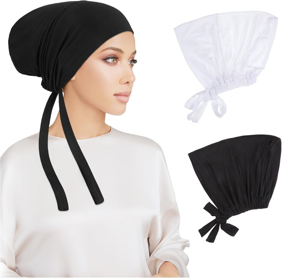 Dalrosia 2PCS Women Under Scarf Hat Hijab Undercap Islamic Muslim Under ...