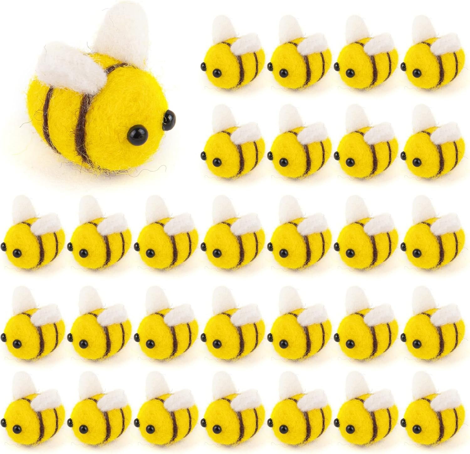 Dalrosia 30PCS Felt Bees for Crafts, Wool Felt Bumble Bee Plush for ...